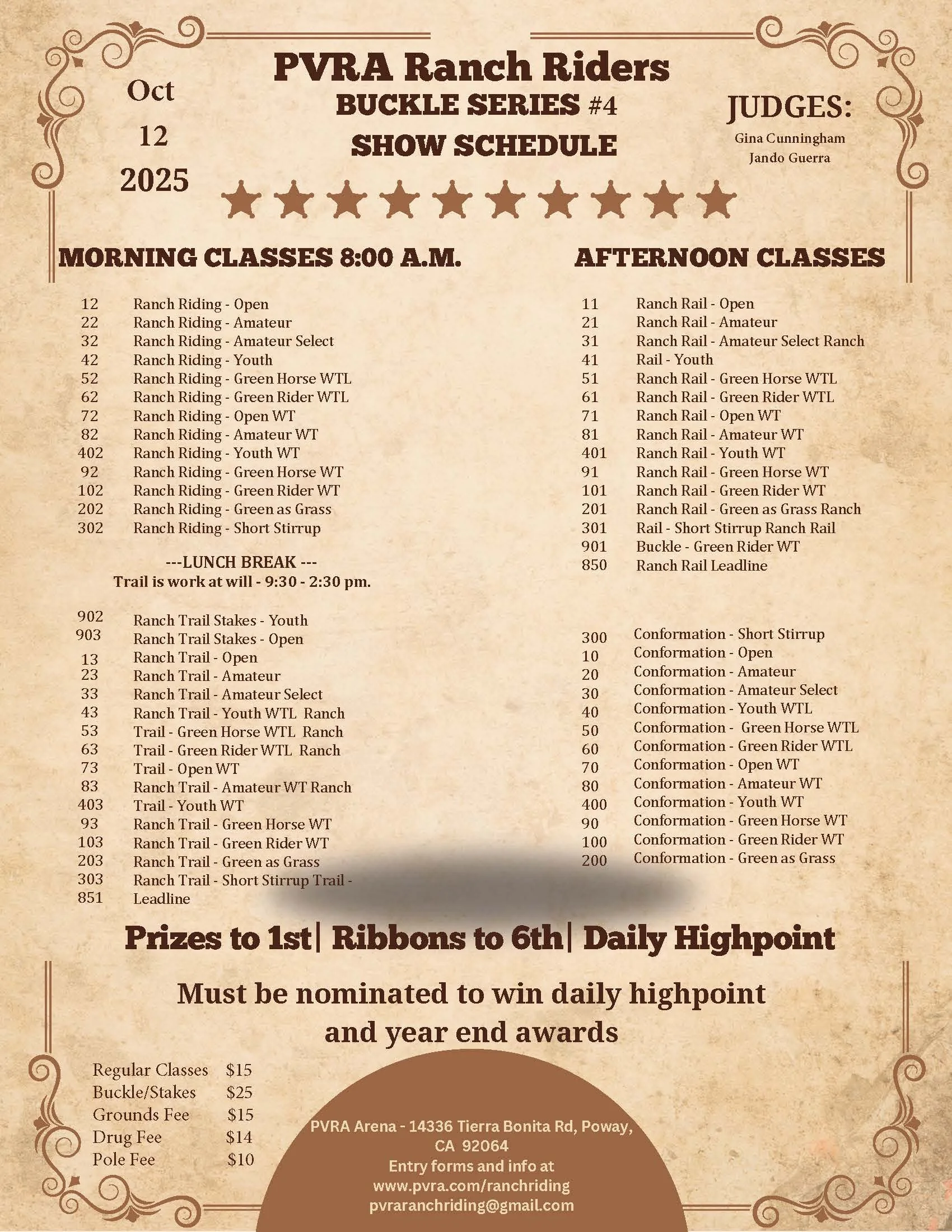 PVRA Ranch Riding Shows — Poway Valley Riders Association