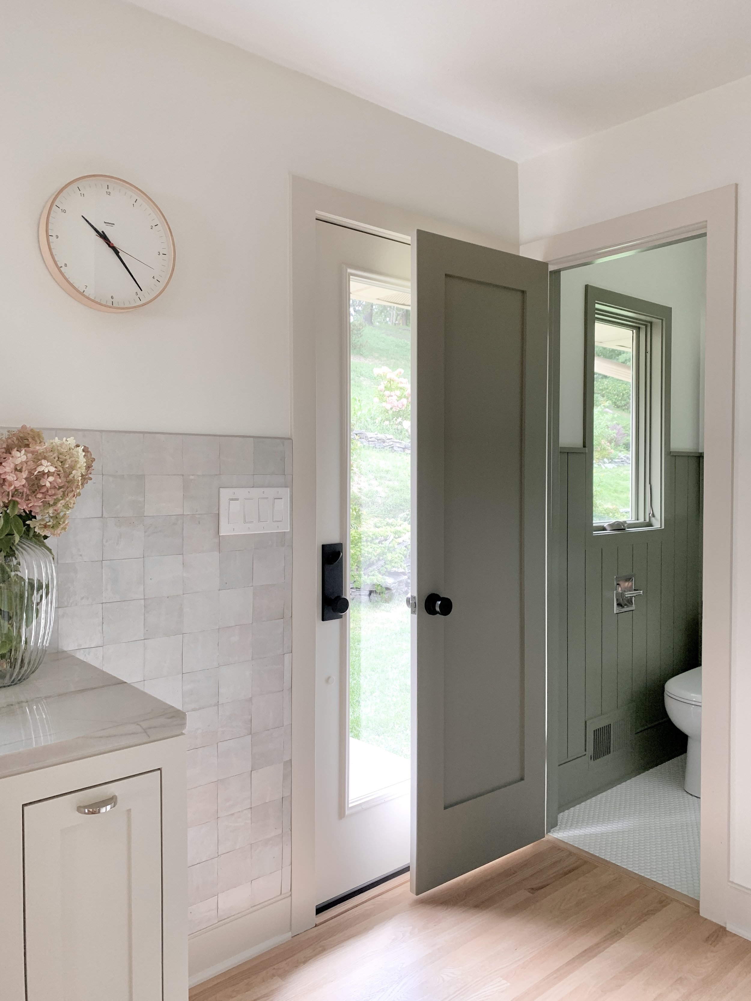 Corner Sink Powder Room — Plural Design Studio - Original Art & Interiors