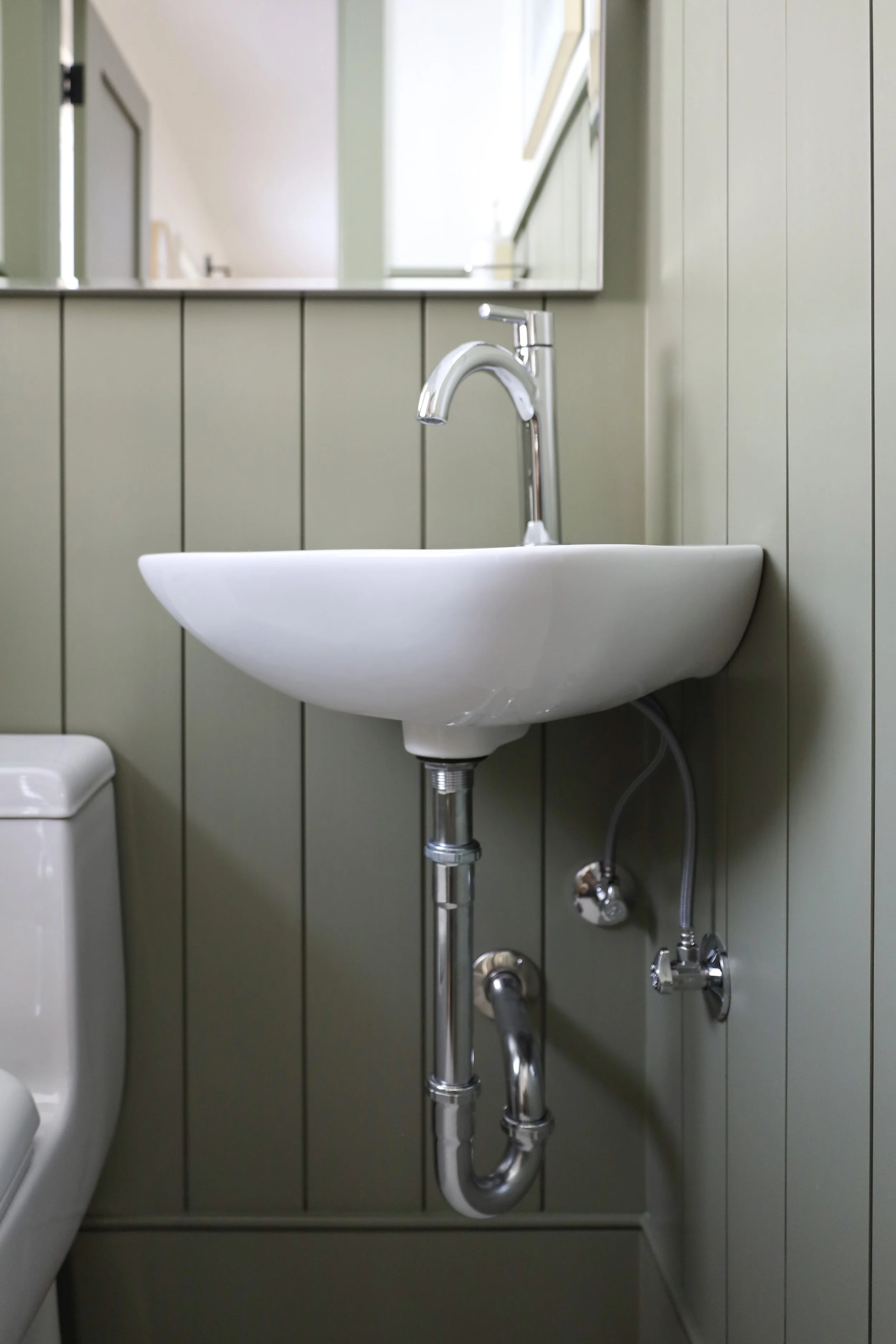 Corner Sink Powder Room — Plural Design Studio - Original Art & Interiors