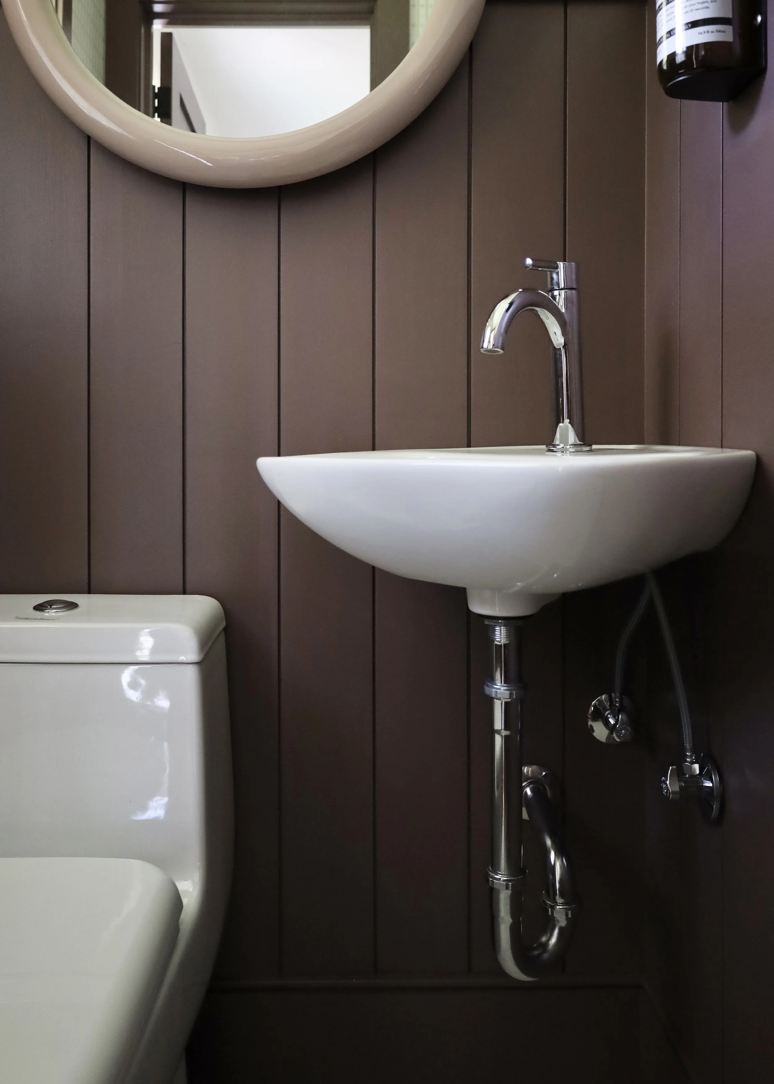 Deep Mauve Powder Room — Plural Design Studio - Original Art & Interiors