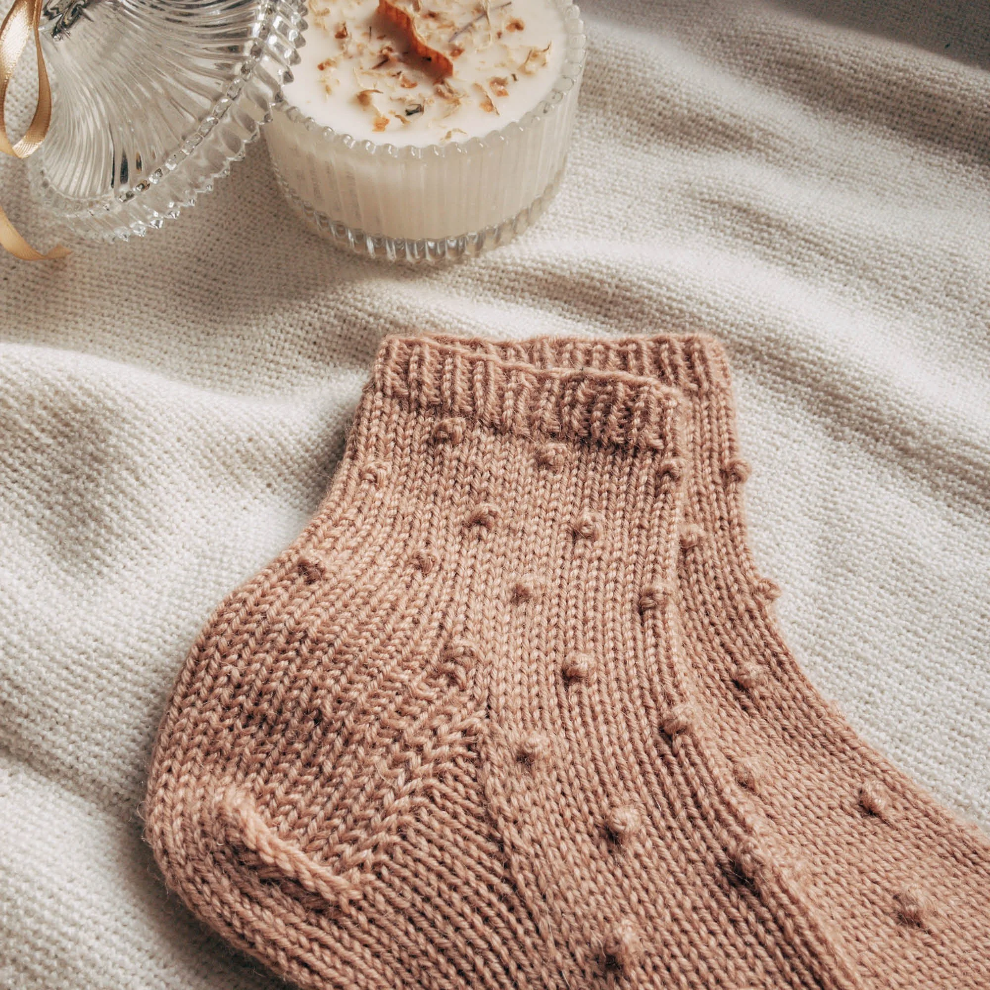 Joyful Socks, cozy bobble sock knitting pattern — Whileberry - modern ...