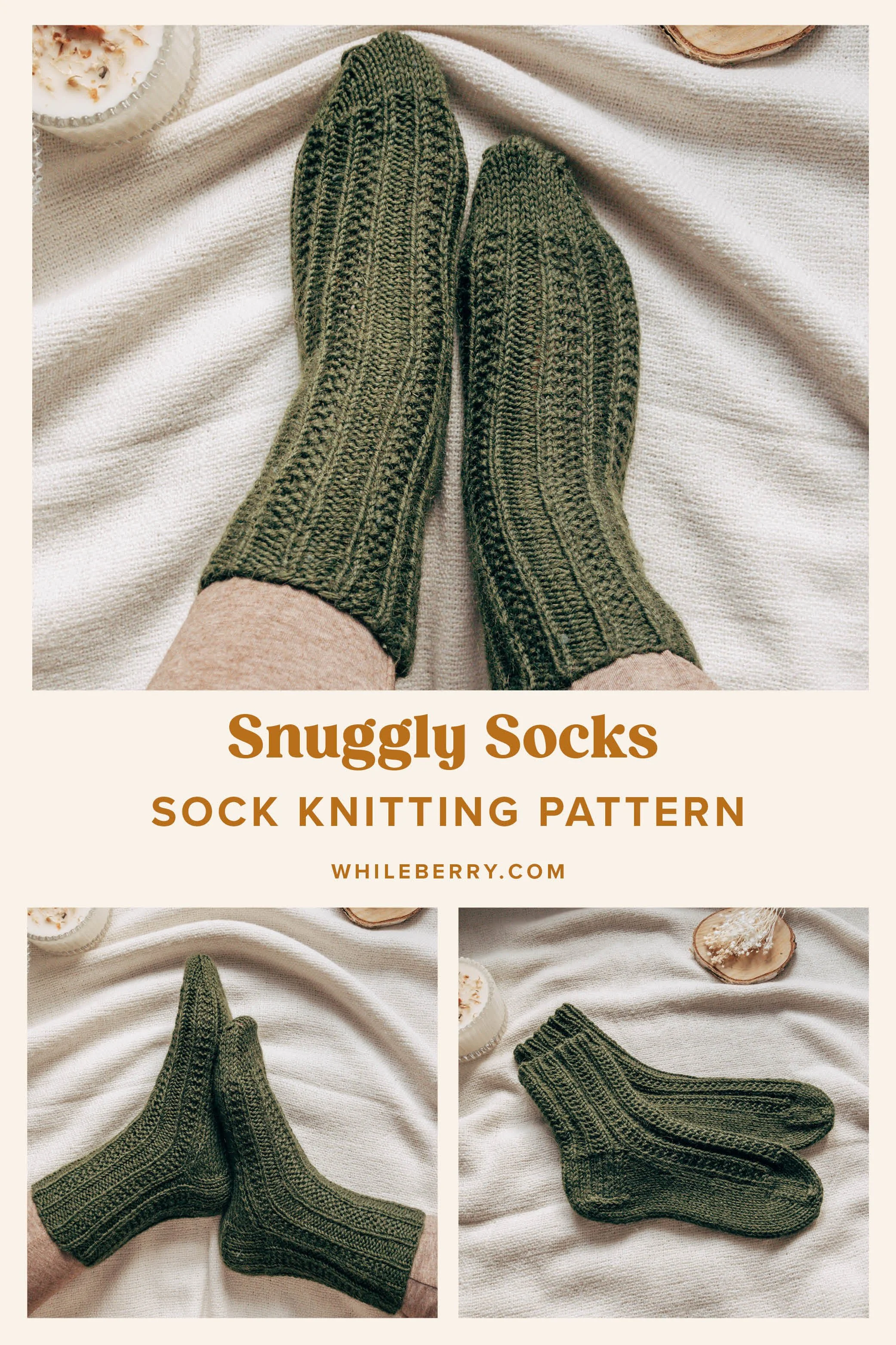Snuggly Socks, easy cozy worsted sock knitting pattern — Whileberry ...
