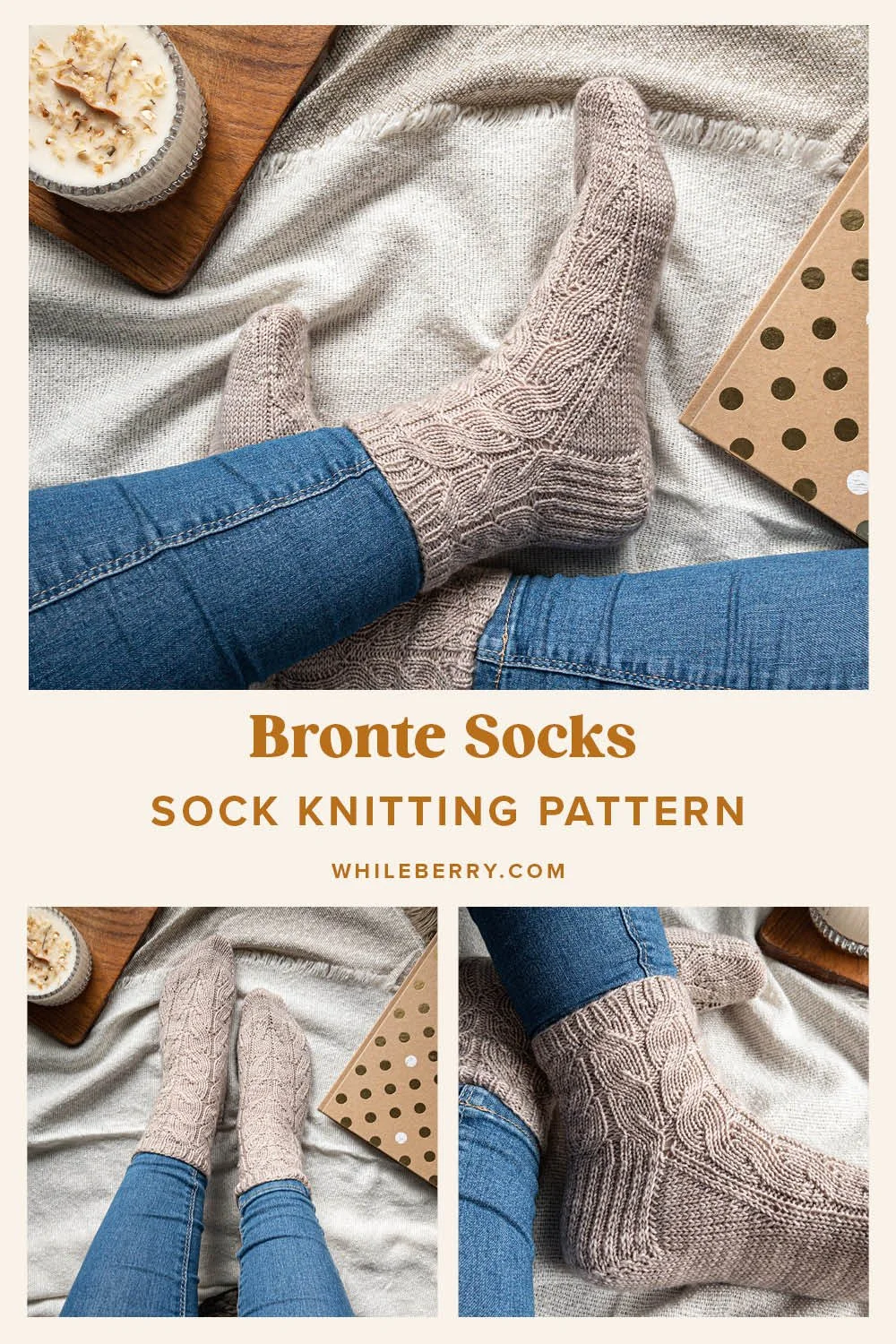 Bronte Socks - Faux cable sock knitting pattern — Whileberry - modern ...