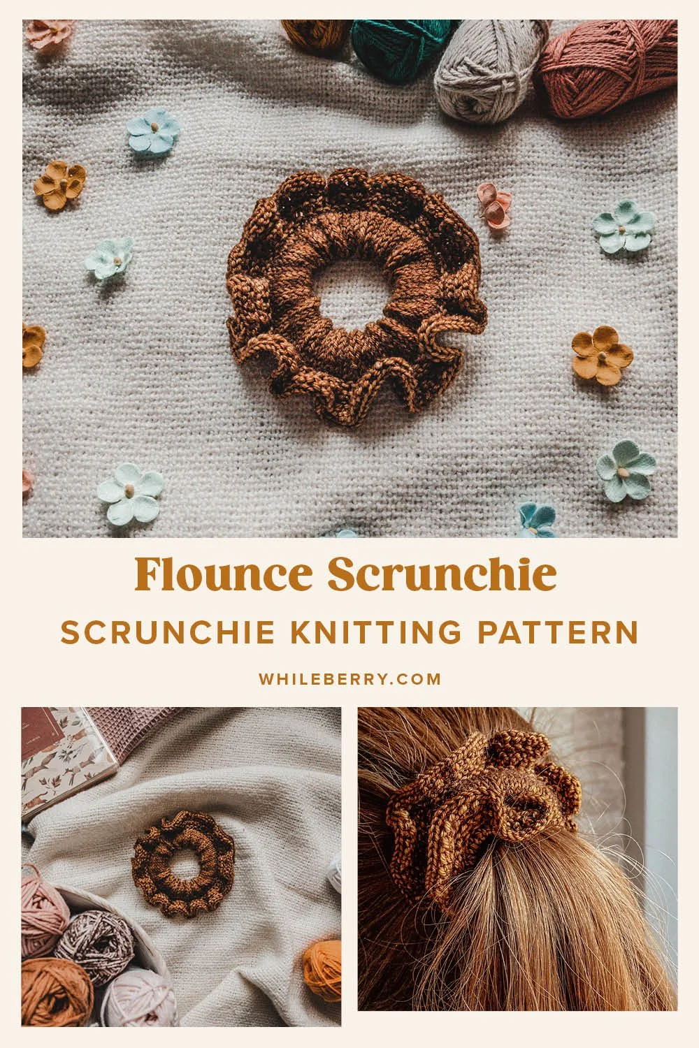 Flounce Scrunchie, a ruffle scrunchie knitting pattern — Whileberry ...