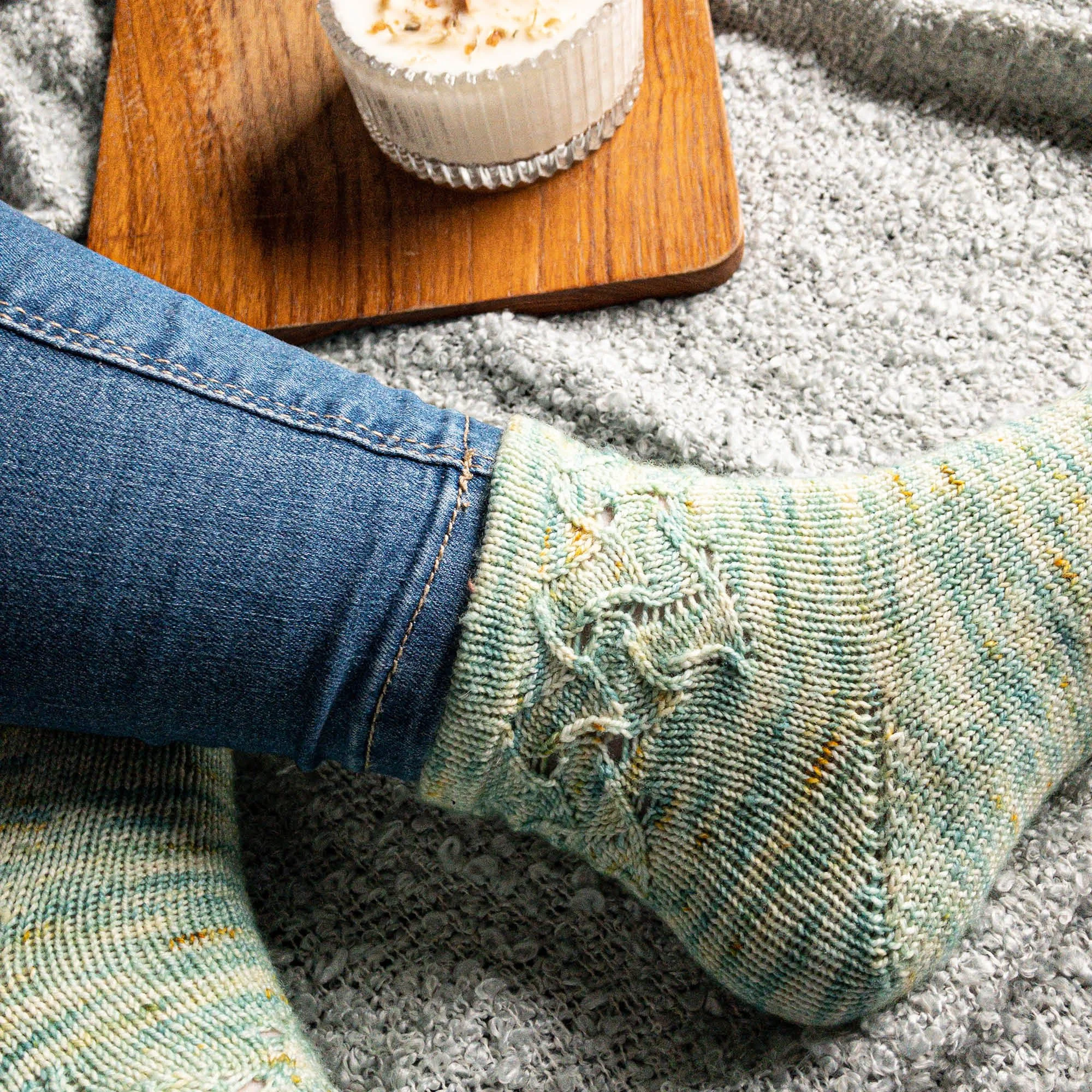 Tidal Waves Socks, lace cuff sock knitting pattern — Whileberry ...