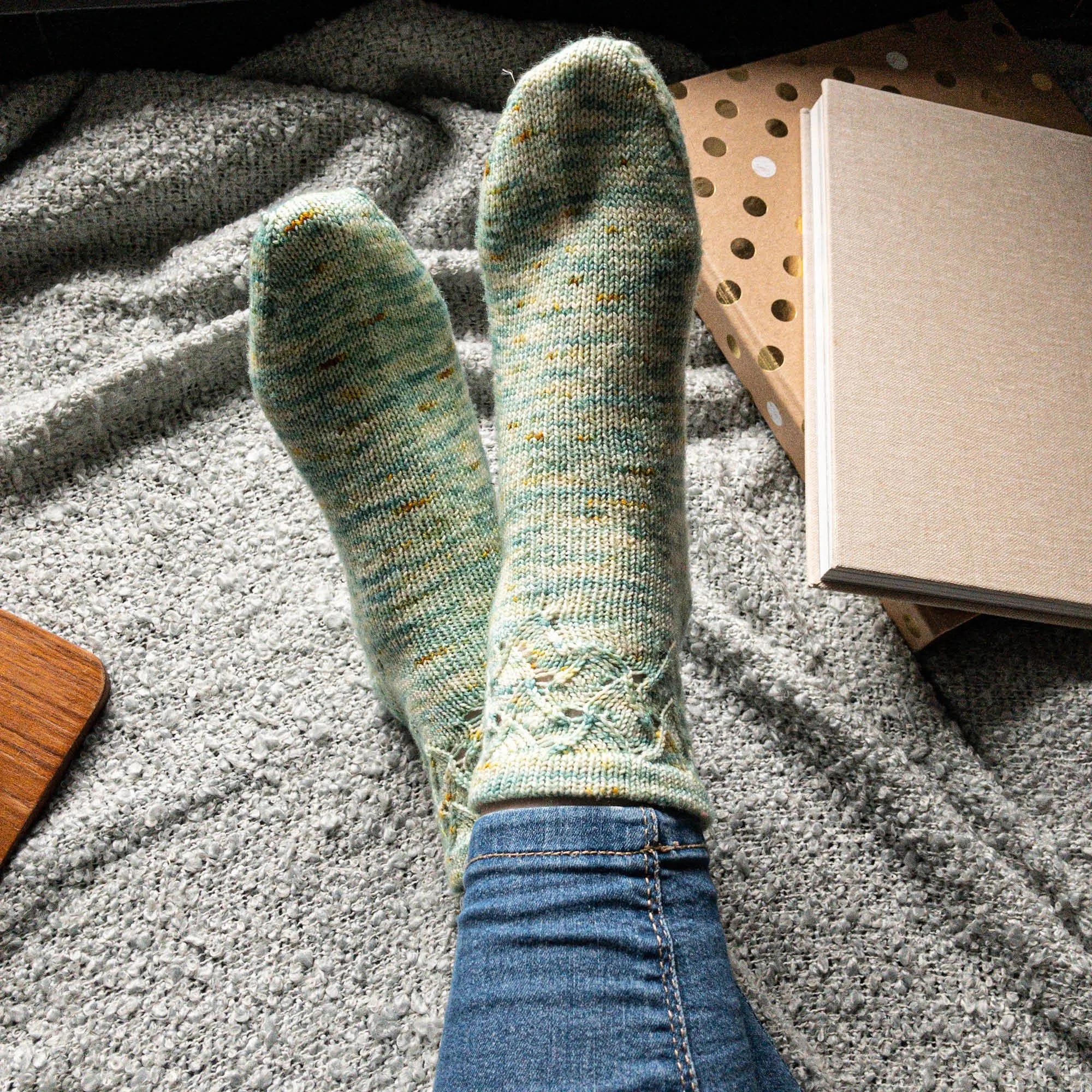 Tidal Waves Socks, lace cuff sock knitting pattern — Whileberry ...