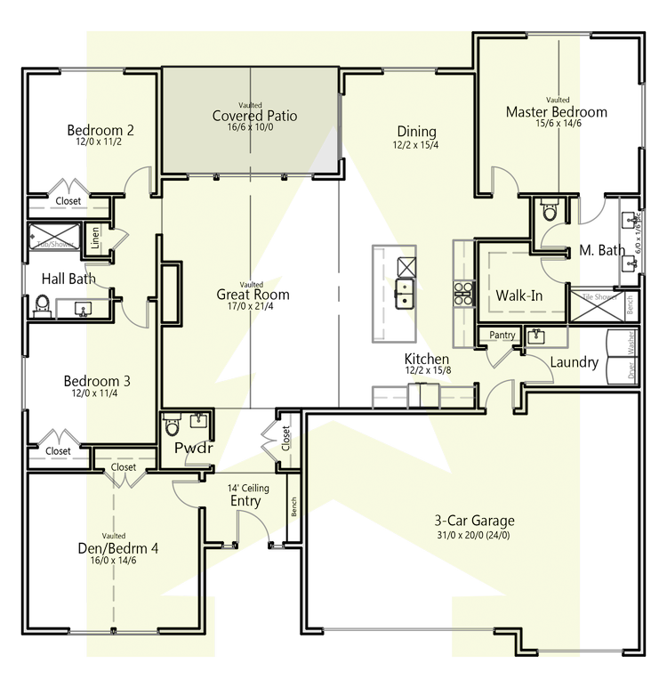The Columbia Floor Plan — Cedar Ridge Homes