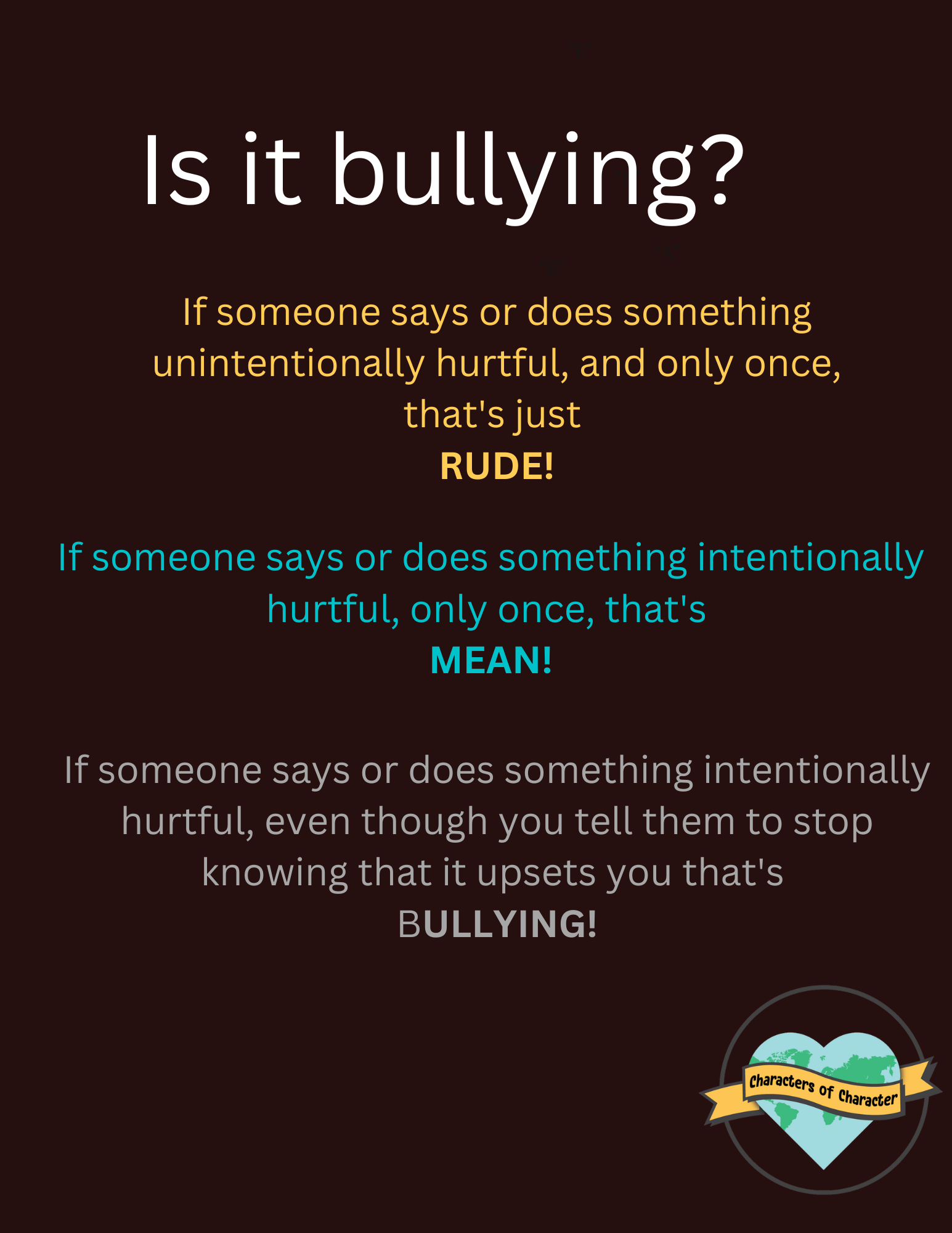 Mindful Monday Word-Bullying — Characters of Character NFP, Inc.