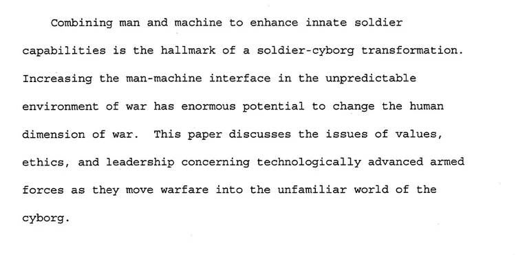Cyborg Soldier 2050: Human/Machine Fusion — THE MALONE INSTITUTE