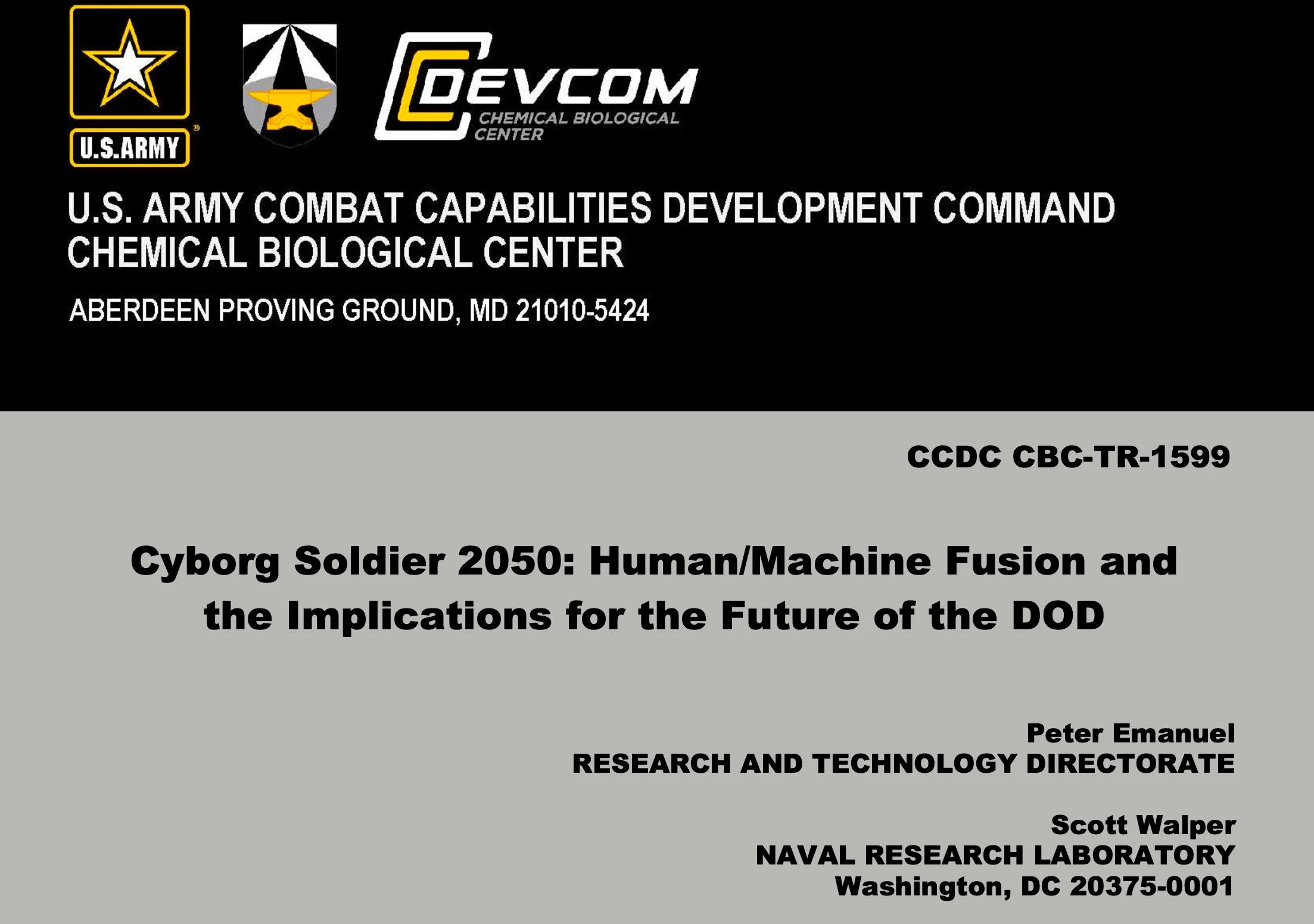 Cyborg Soldier 2050: Human/Machine Fusion — THE MALONE INSTITUTE
