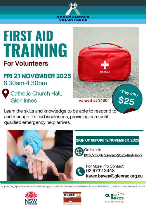 First Aid training for Volunteers — GLENRAC