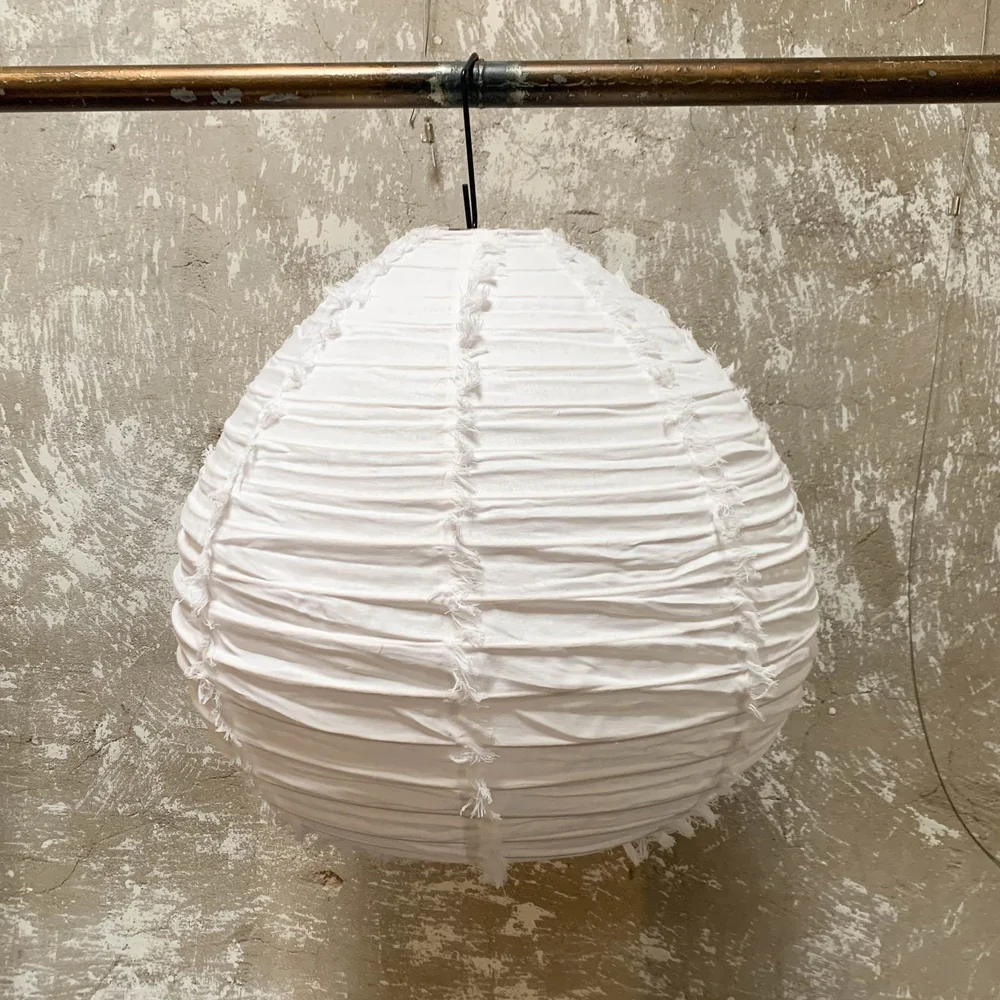 70cm Linen Lantern NATURAL with Detail — Marigold Interiors