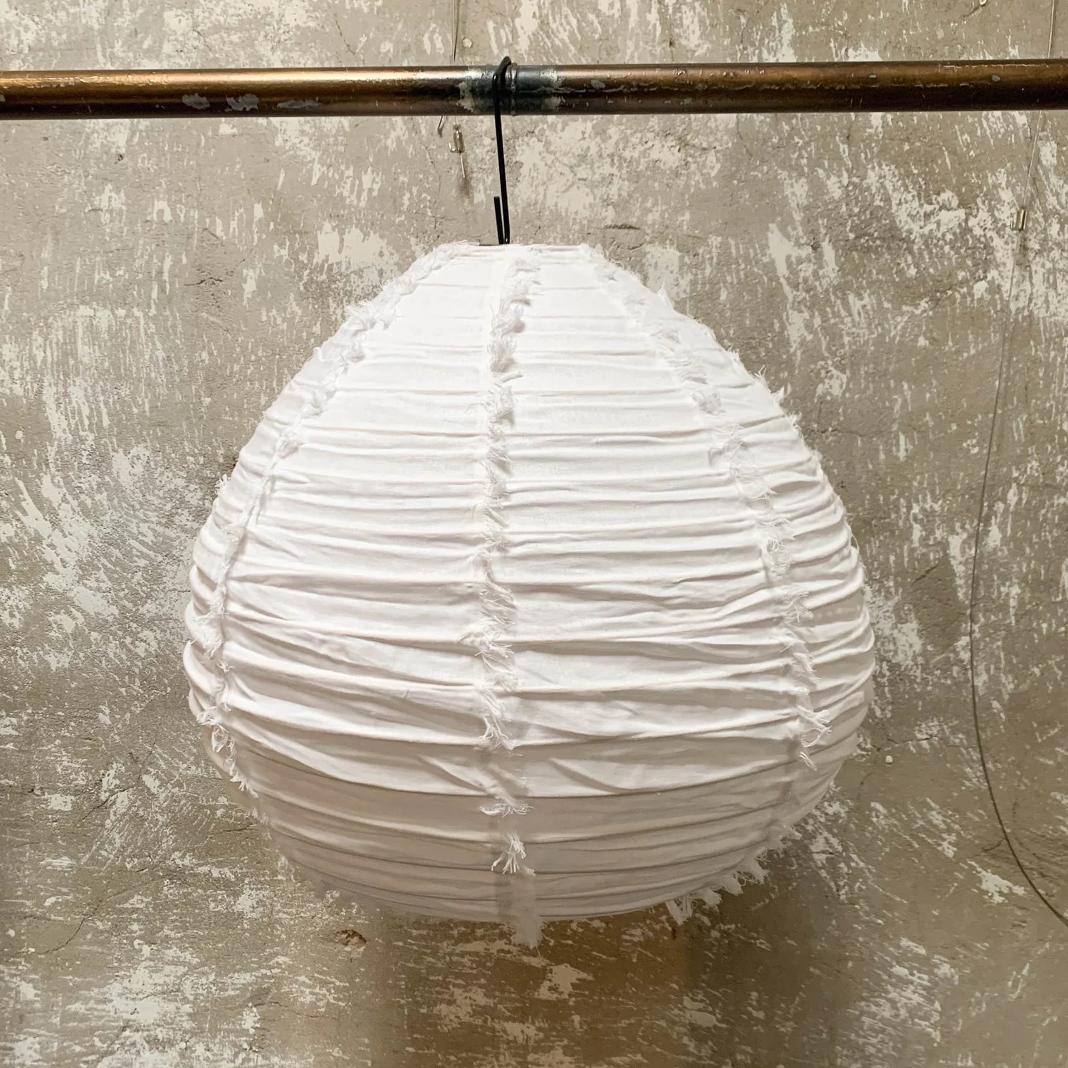 70cm Linen Lantern NATURAL with Detail — Marigold Interiors