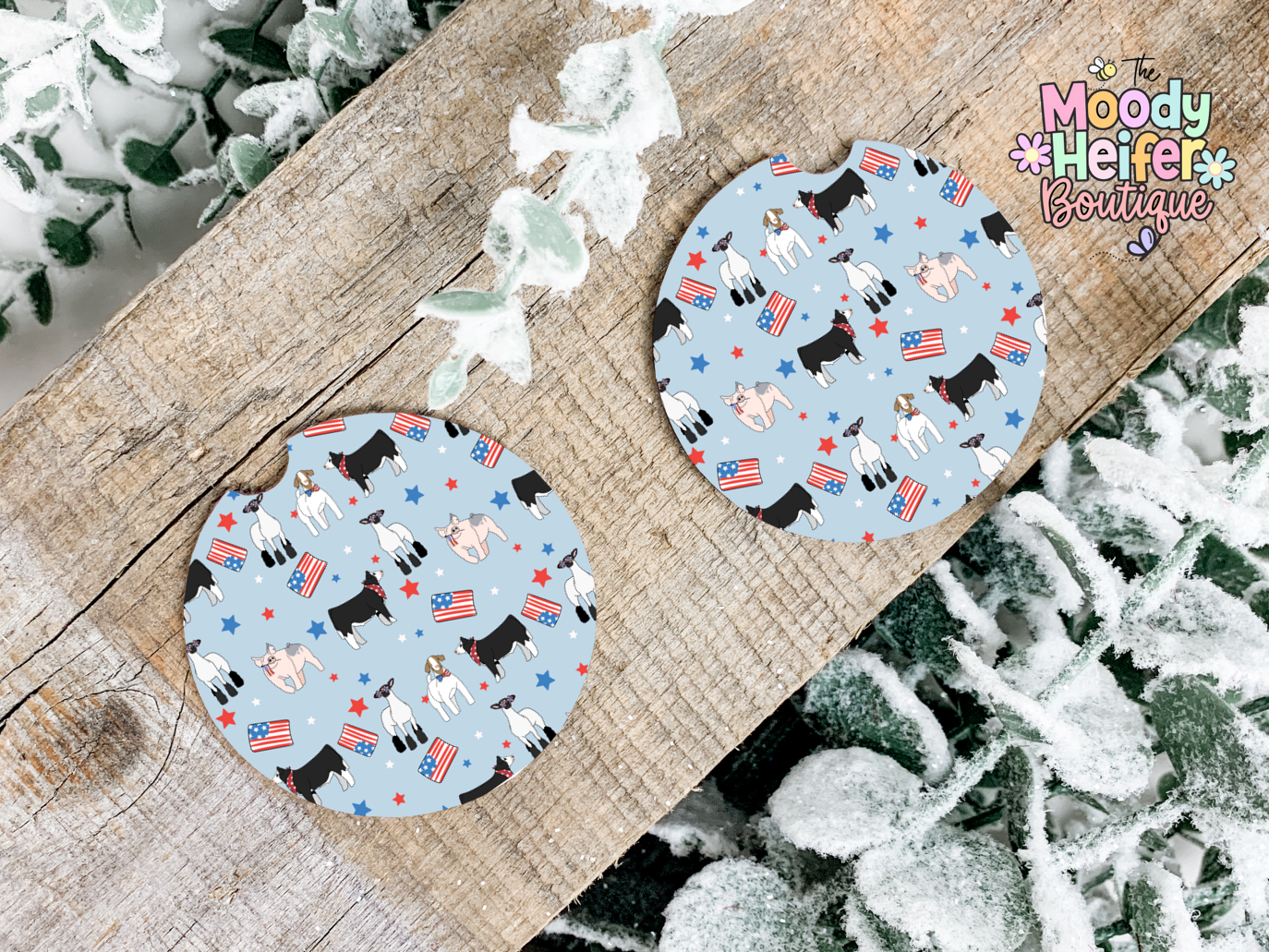 Patriotic Livestock Car Coaster Set — The Moody Heifer Boutique