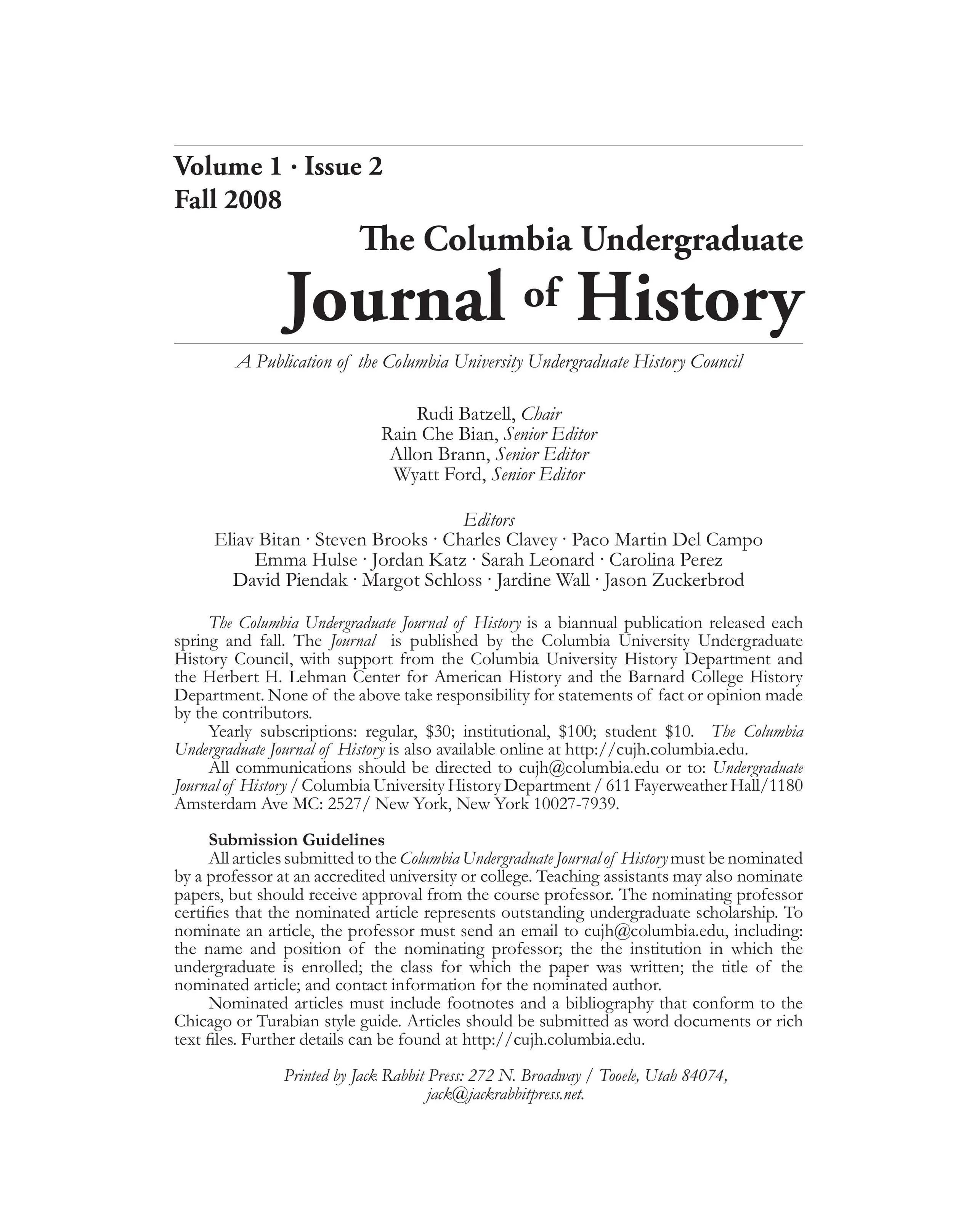 Issues — Columbia Journal of History