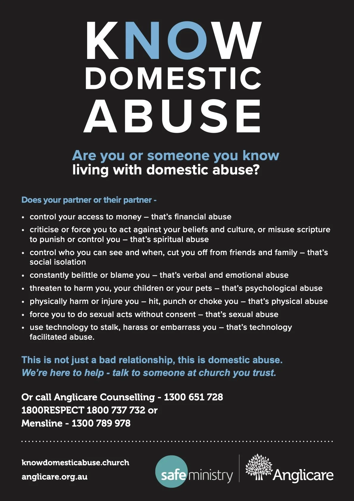 No to Domestic Violence — ST ANDREW'S CATHEDRAL