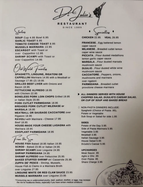 Menu — DiJulio's Restaurant