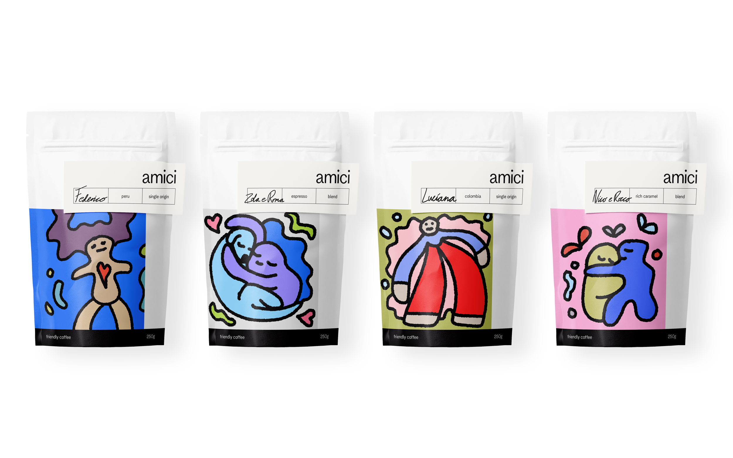 Amici Friendly Coffee | Brand Design & Illustration — Nick Rech
