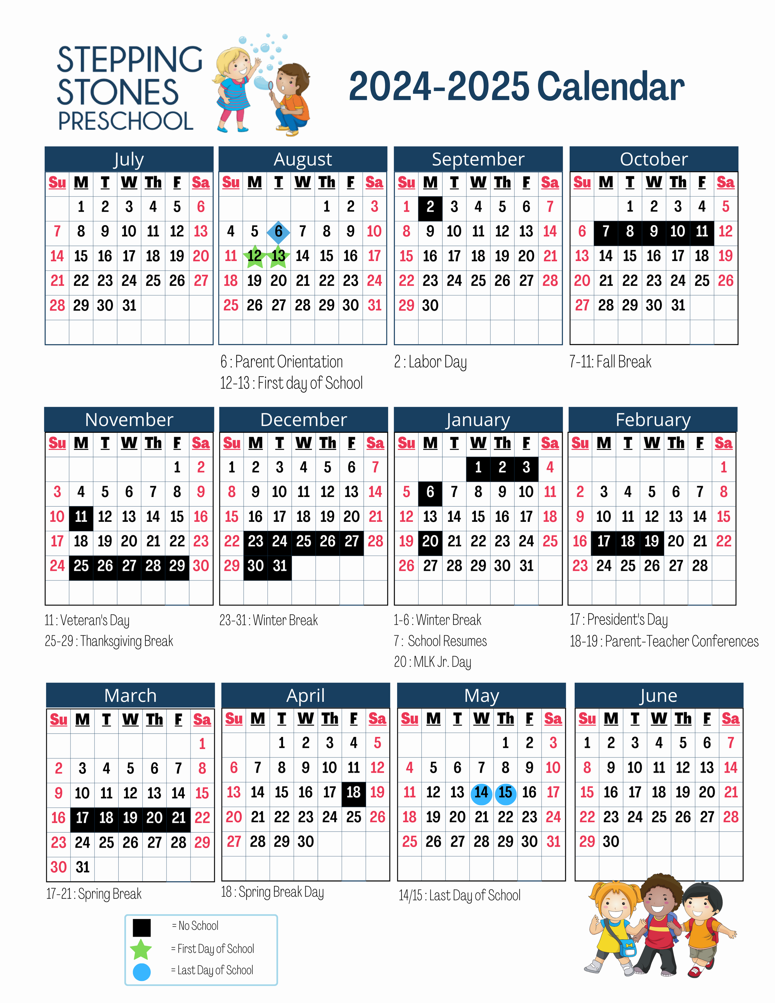 Calendar — Stepping Stones Preschool