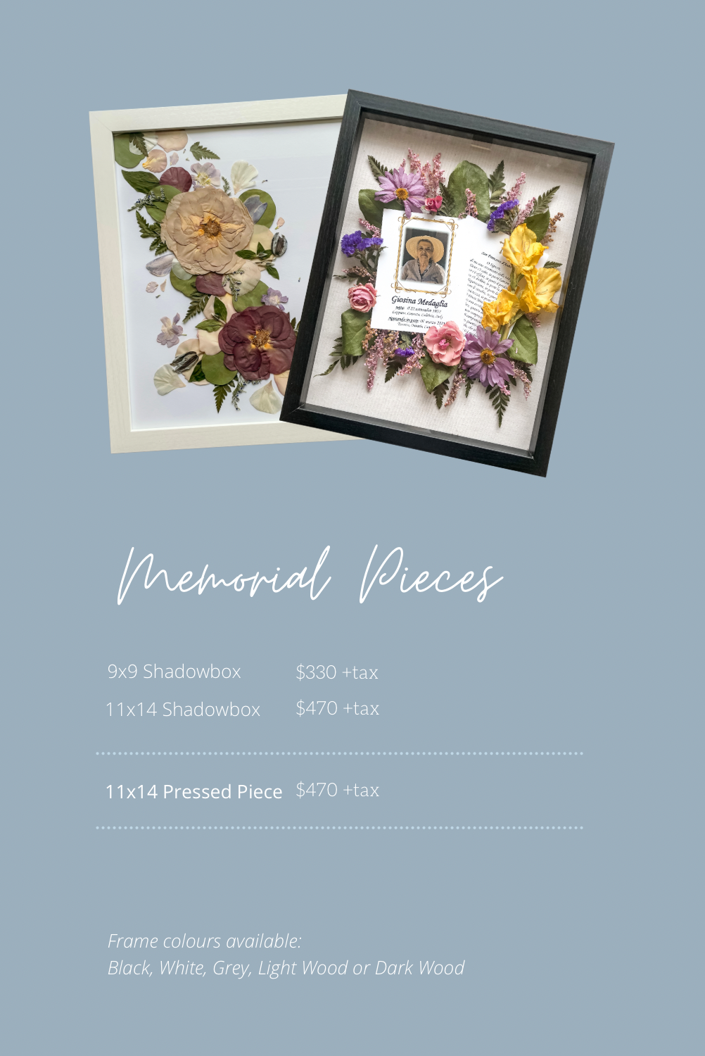 Memorial Service Keepsakes with Preserved Flowers | Niagara, ON ...
