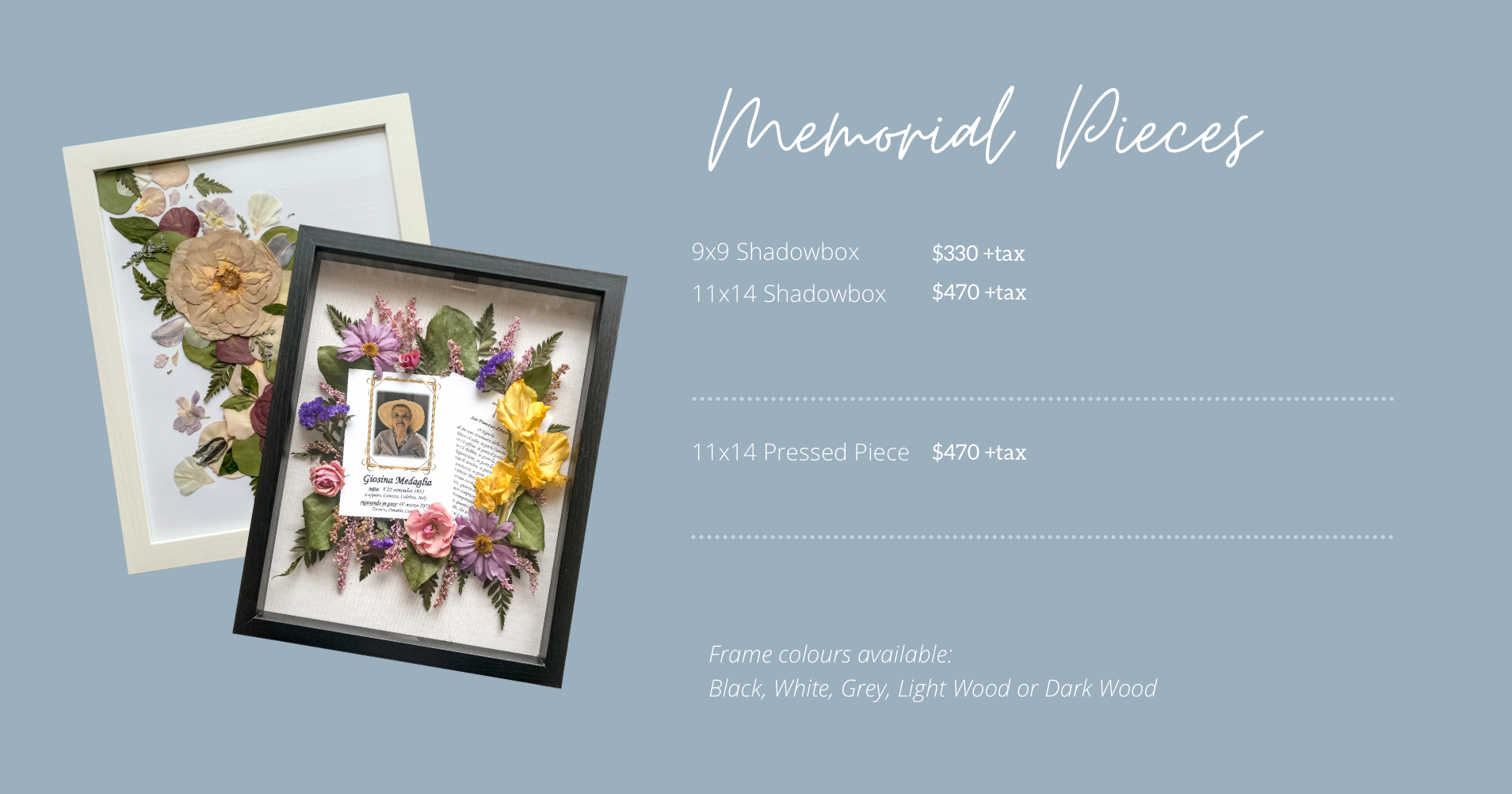 Memorial Service Keepsakes with Preserved Flowers | Niagara, ON ...