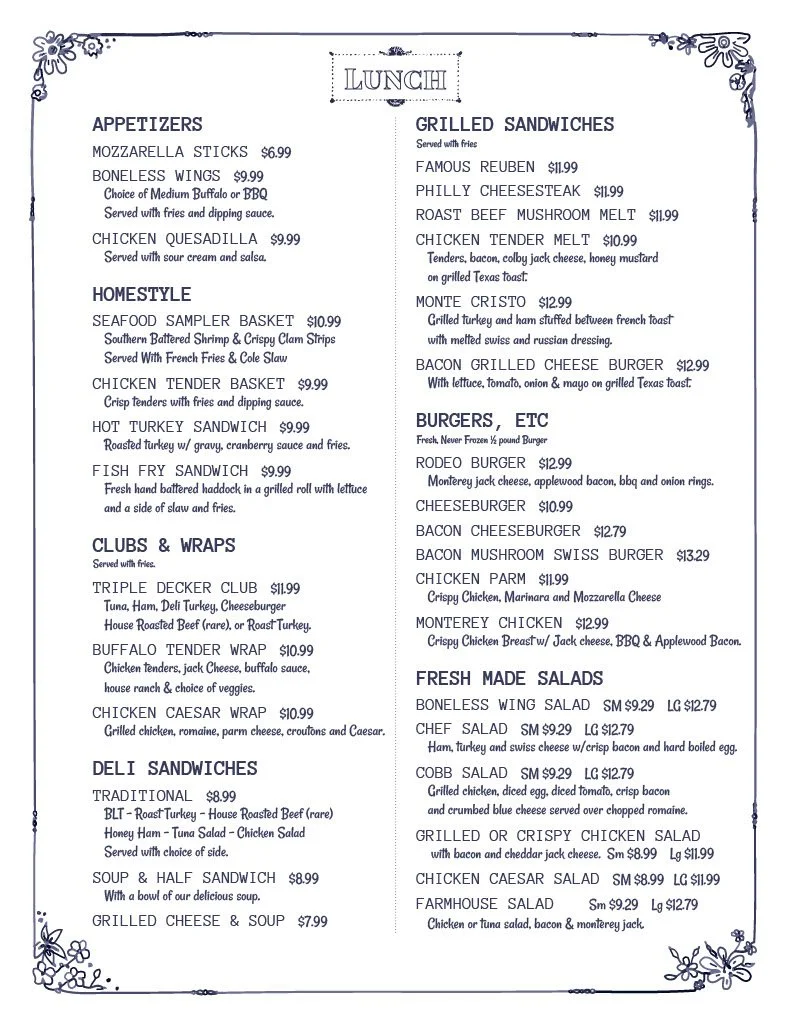 Menu — Ginny Rae's
