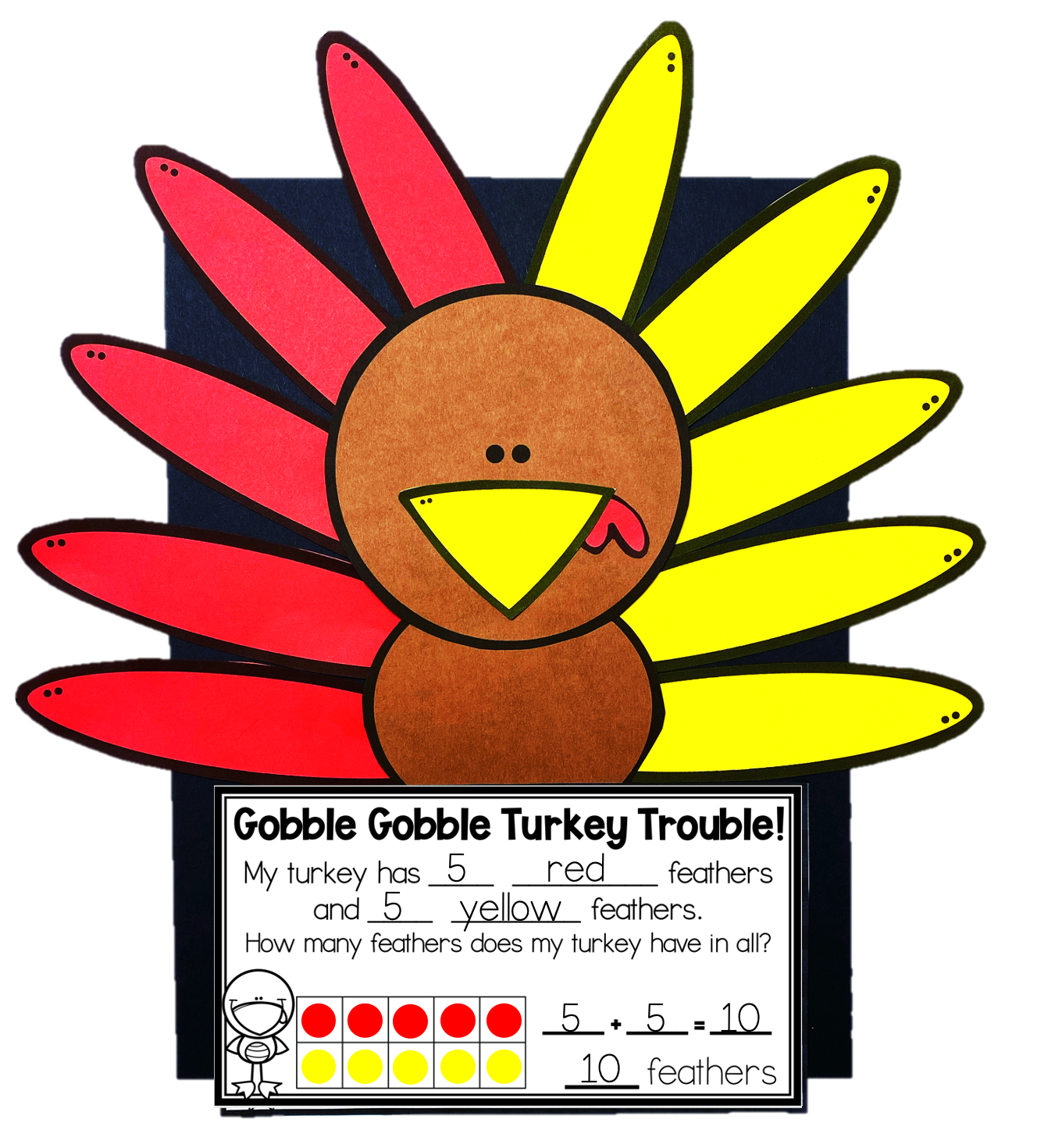 Turkey Feathers Addition Math Craft — Natasha's Crafts