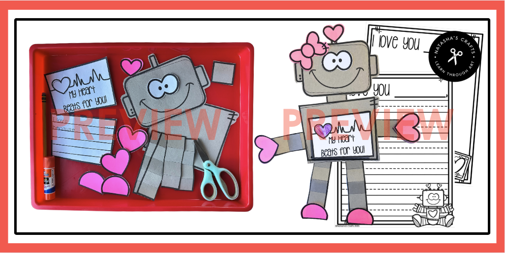 Simple Fine Motor Valentine's Love Robot Craft — Natasha's Crafts