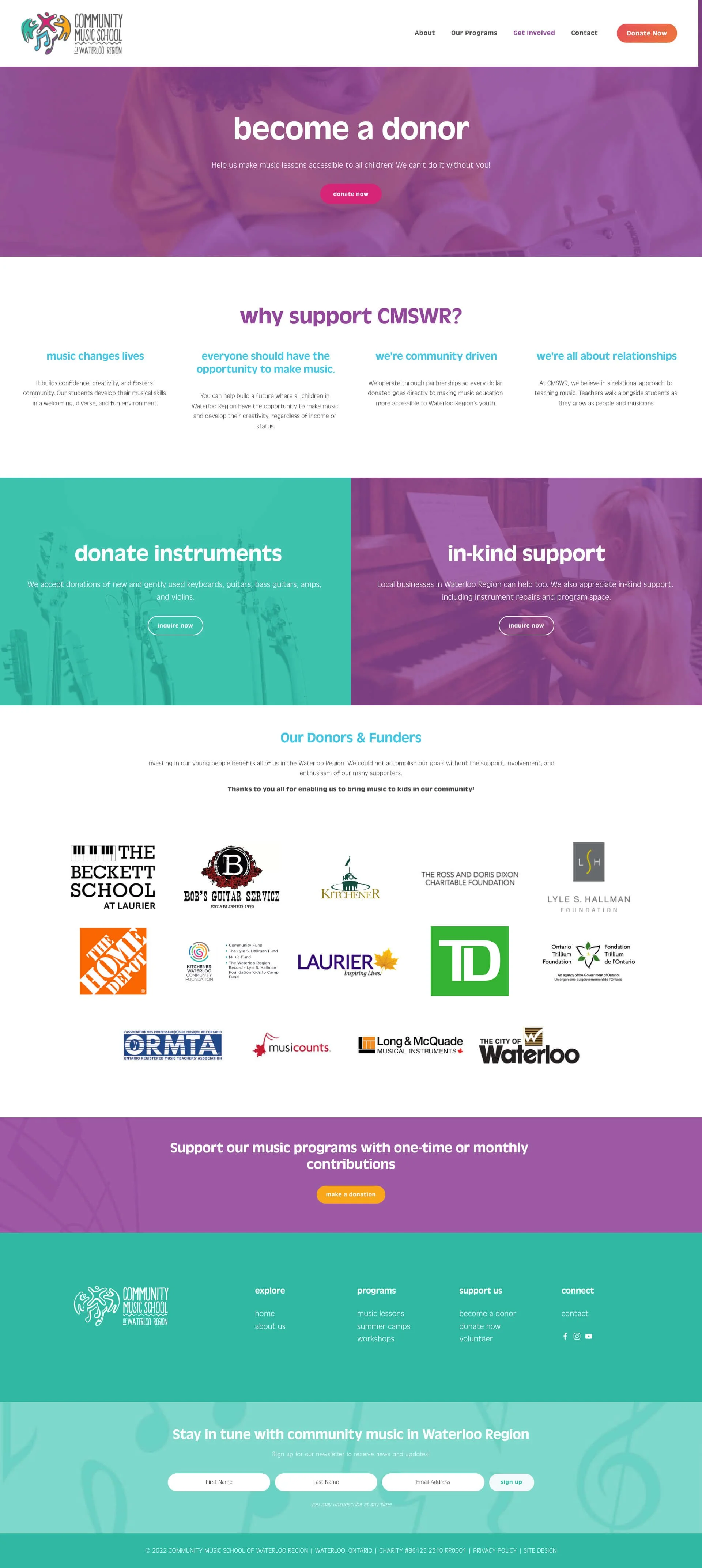 Community Music School of Waterloo Region | Squarespace Website — Birch ...