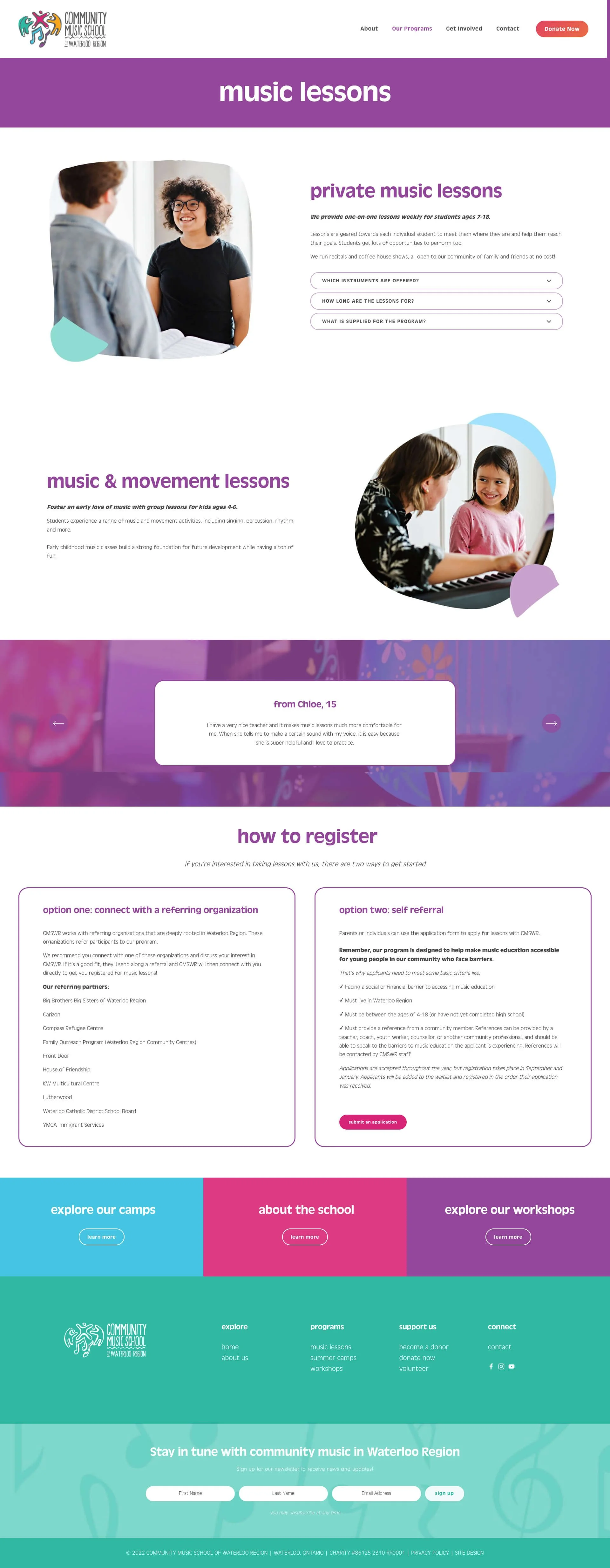 Community Music School of Waterloo Region | Squarespace Website — Birch ...
