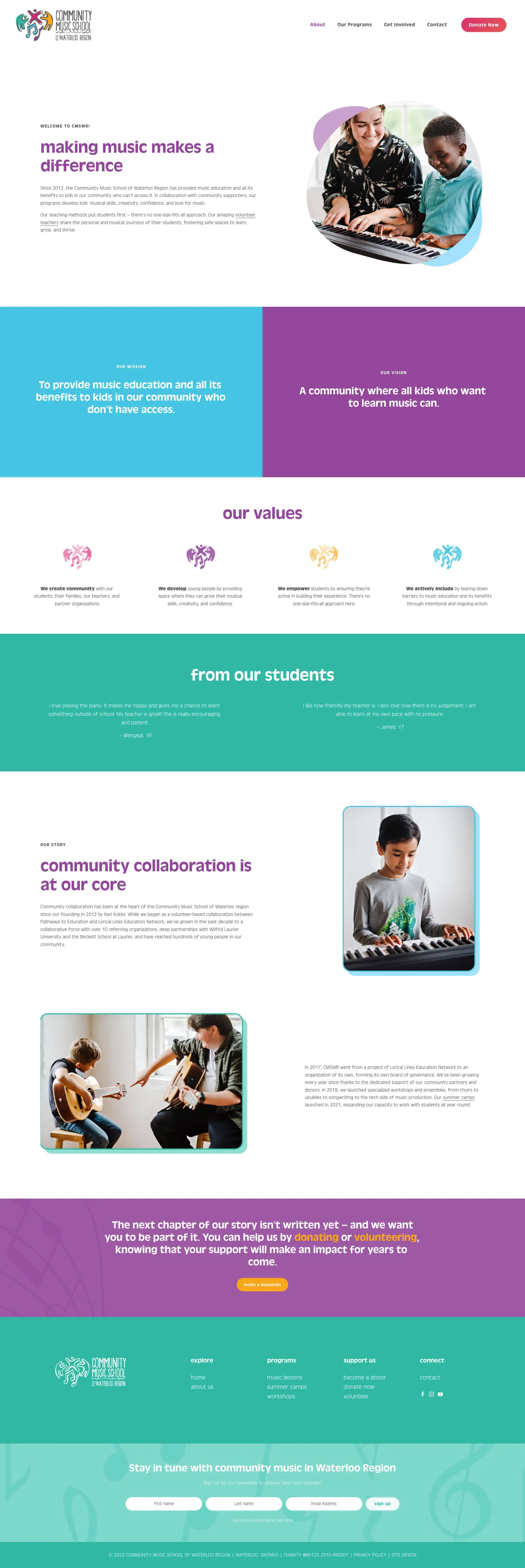 Community Music School of Waterloo Region | Squarespace Website — Birch ...