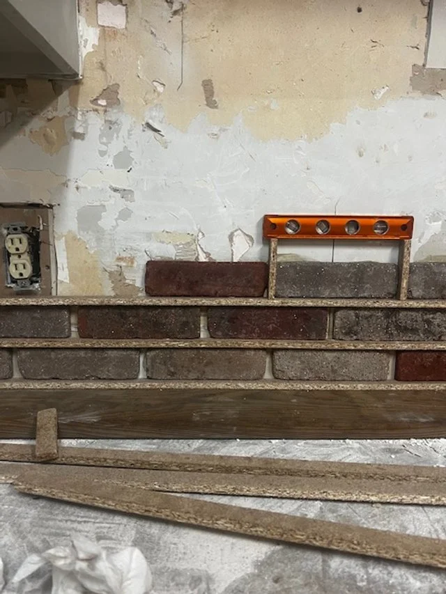 How We Installed A Thin Brick Backsplash & Butcher Block Countertops ...