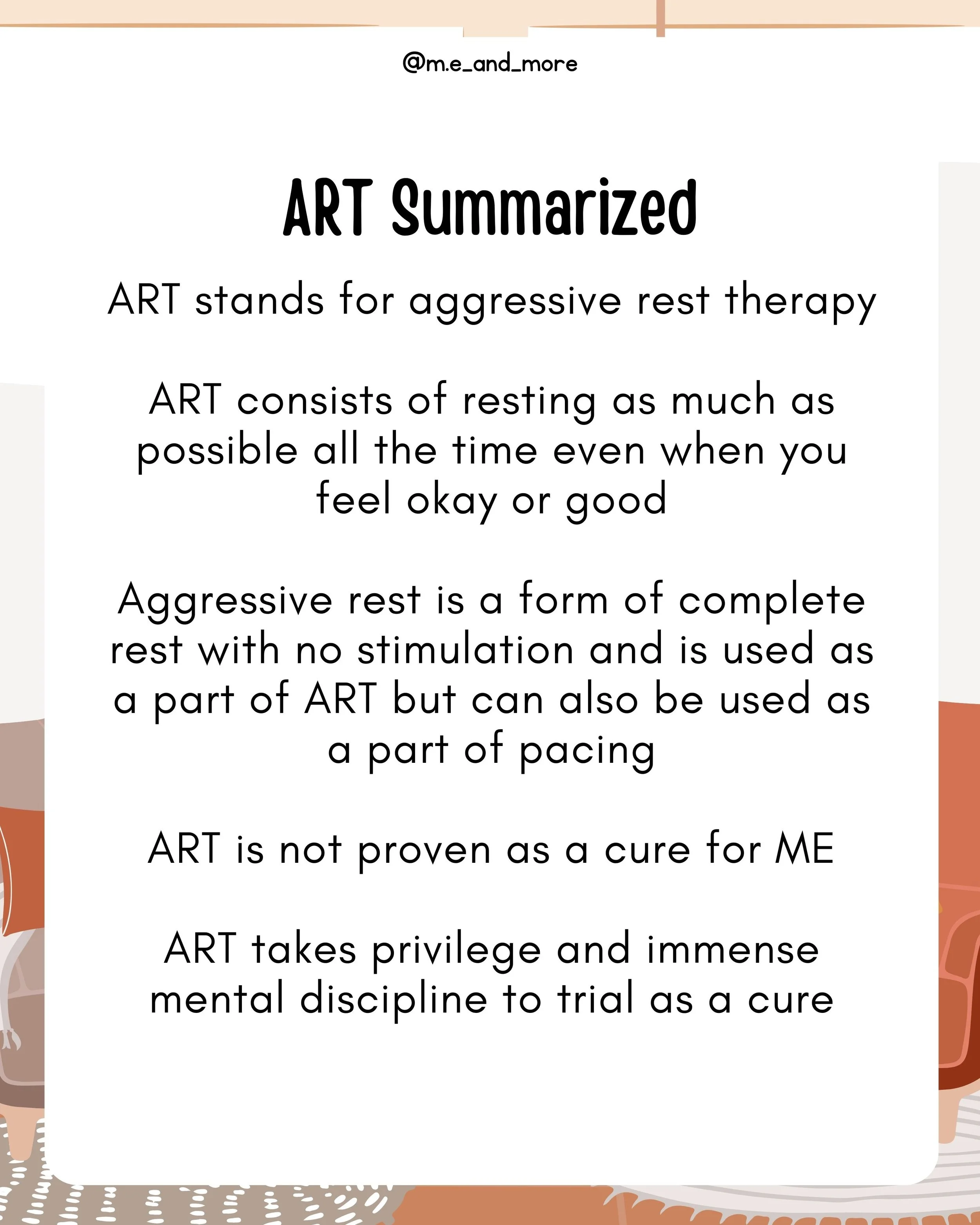 Aggressive Rest Therapy (ART) and Aggressive Resting — ME and more