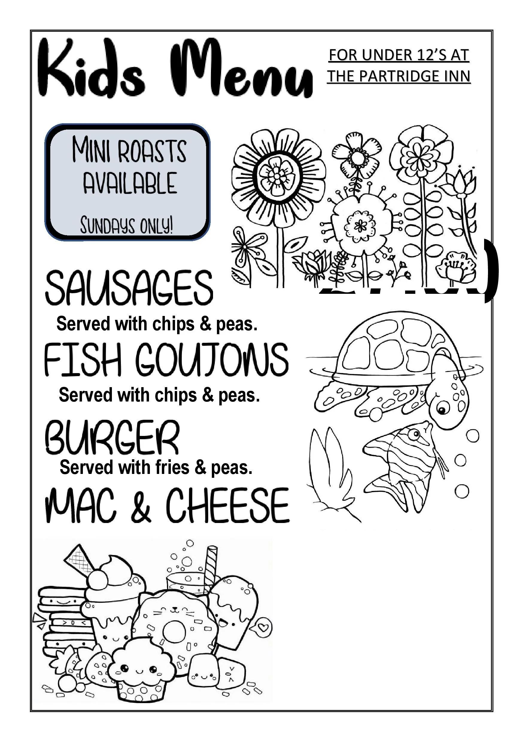 Kids Menu Coloring Pages