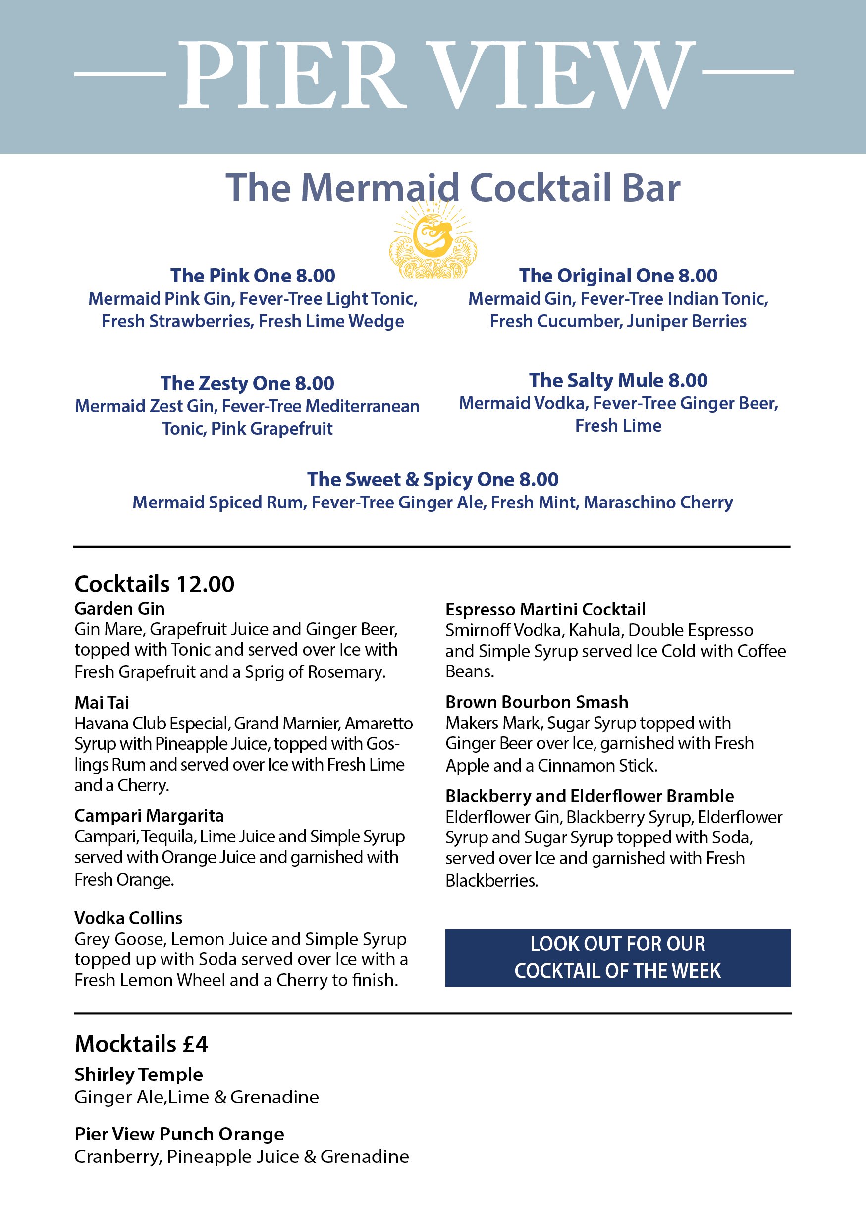 Wines, beers and cocktails — PIER VIEW cowes