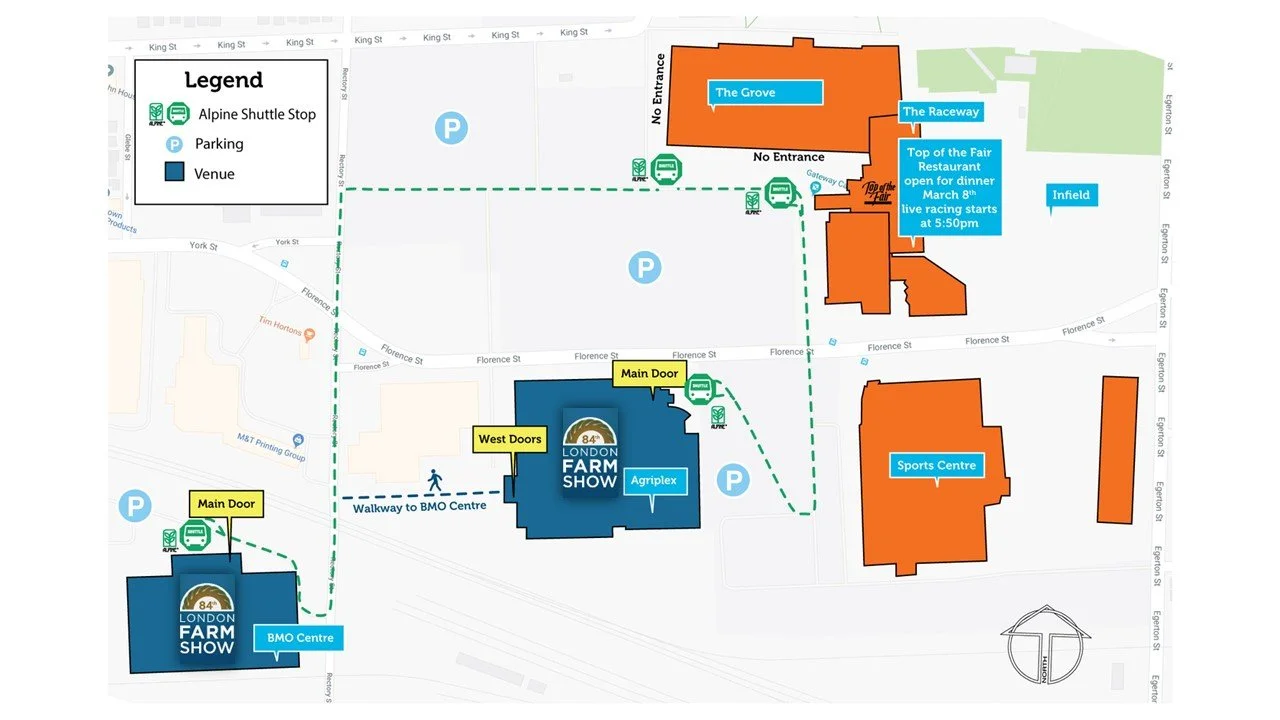 Shuttle Map, Parking & Local Accommodations — London Farm Show