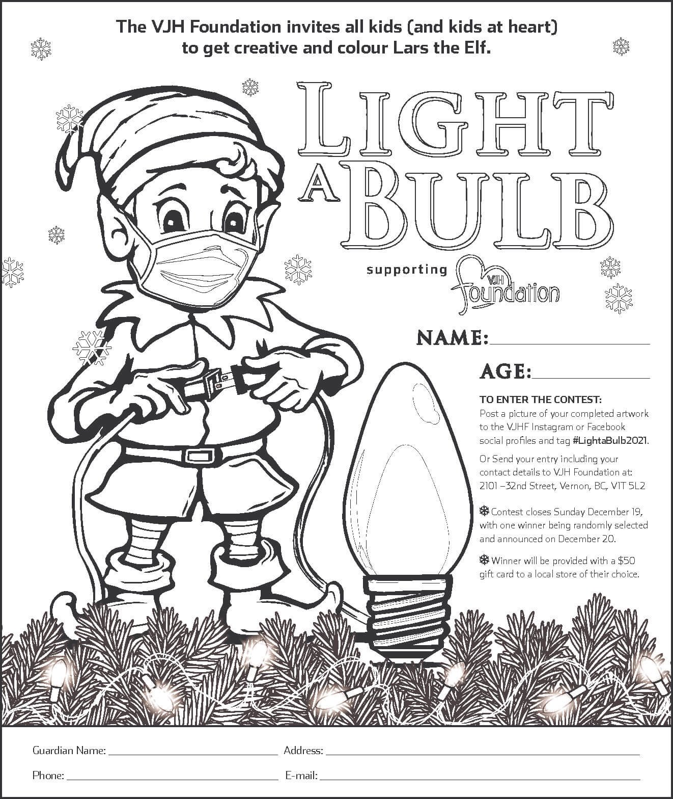 Lars the Elf – Colouring Contest | Vernon Jubilee Hospital Foundation