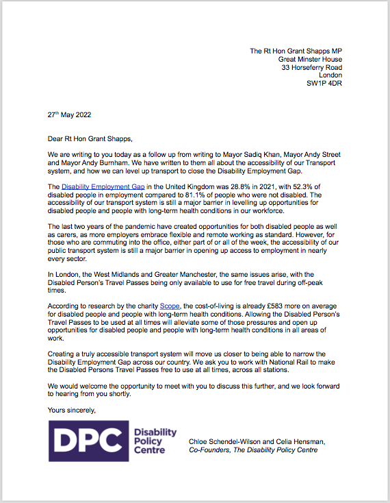 Disabled Persons Travel Passes — THE DISABILITY POLICY CENTRE