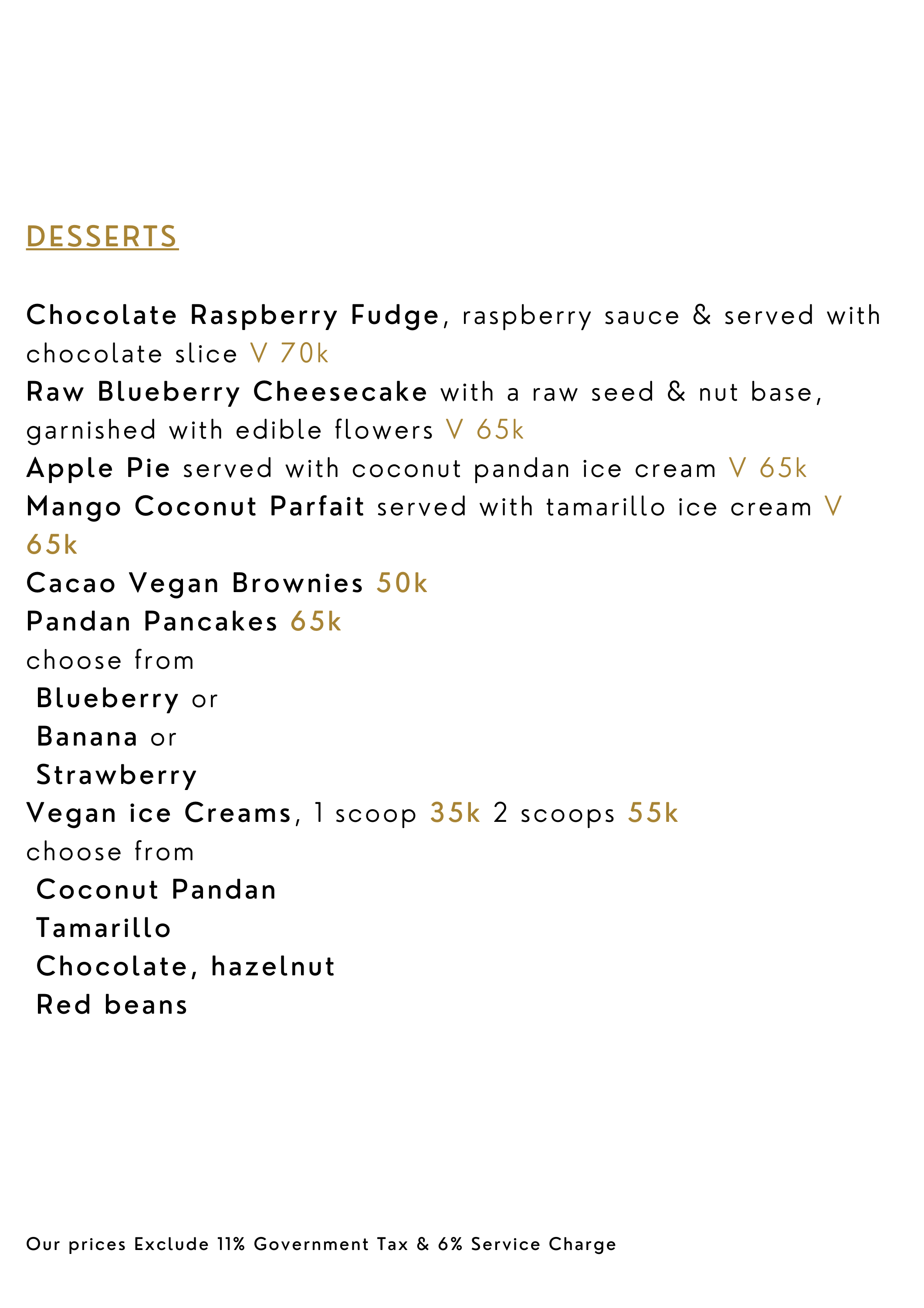 MENU — New Earth Haven Bali