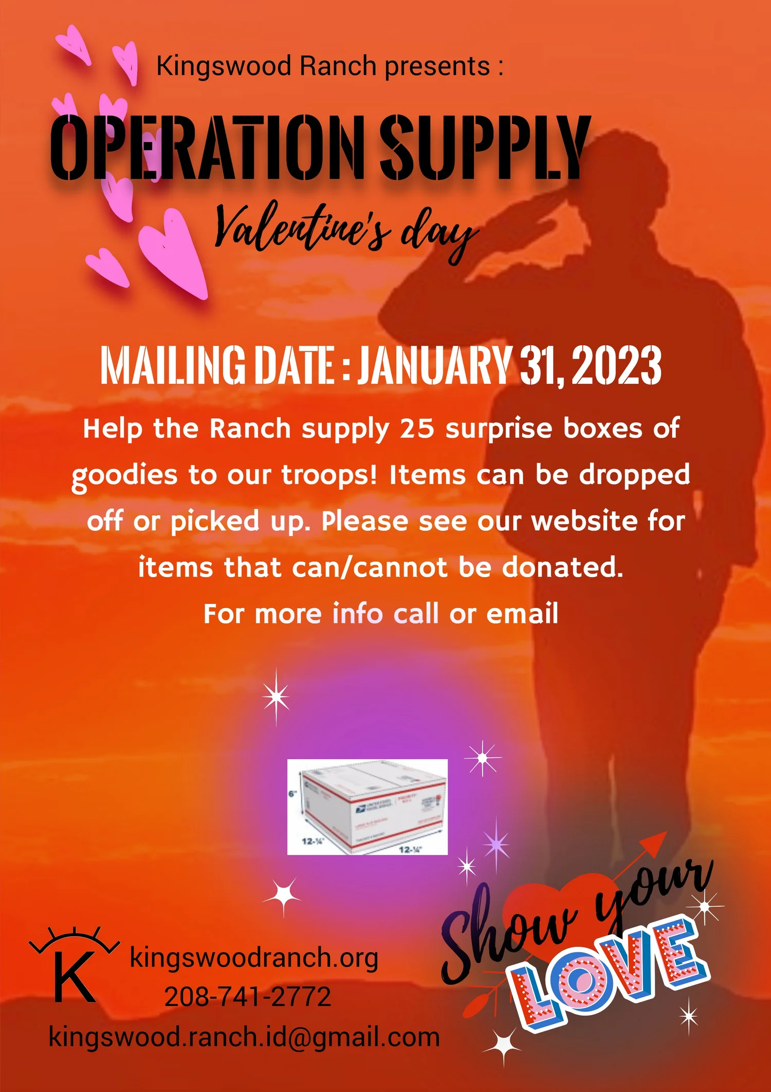 Operation Supply Valentine's Day — KINGSWOOD RANCH ~ A place for Heroes