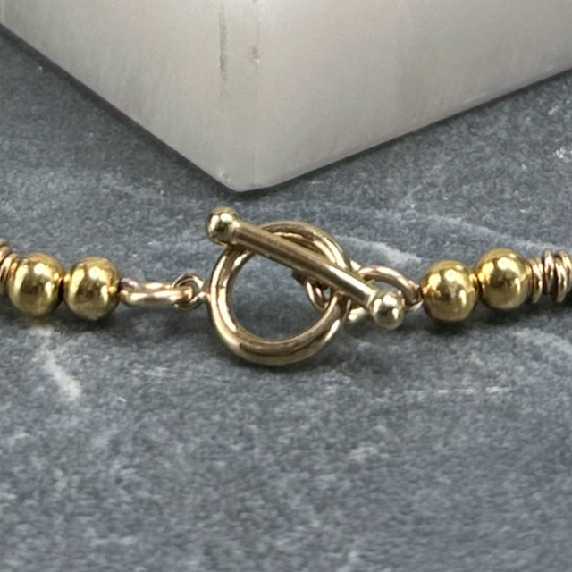 Nyla - Gold and Silver Double Chain Necklace with Silver Heart T-bar ...