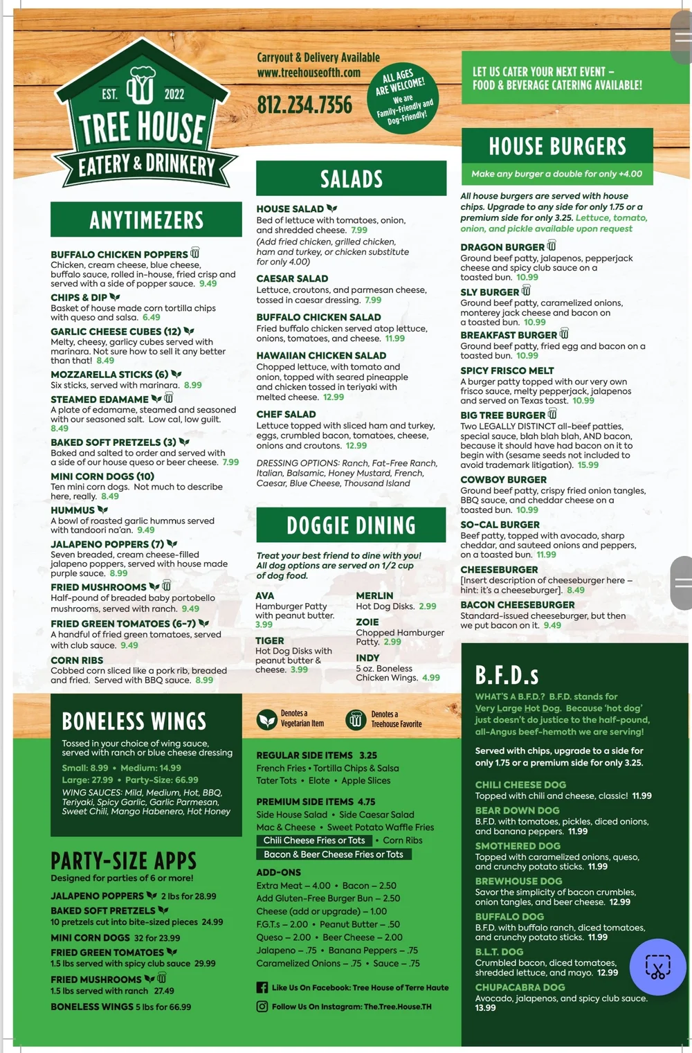 Food Menu — Tree House
