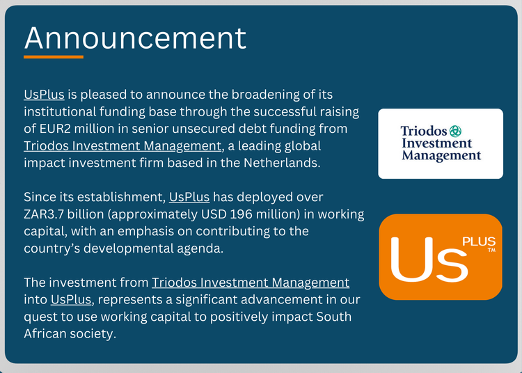 UsPlus - Change for the better - Working capital finance