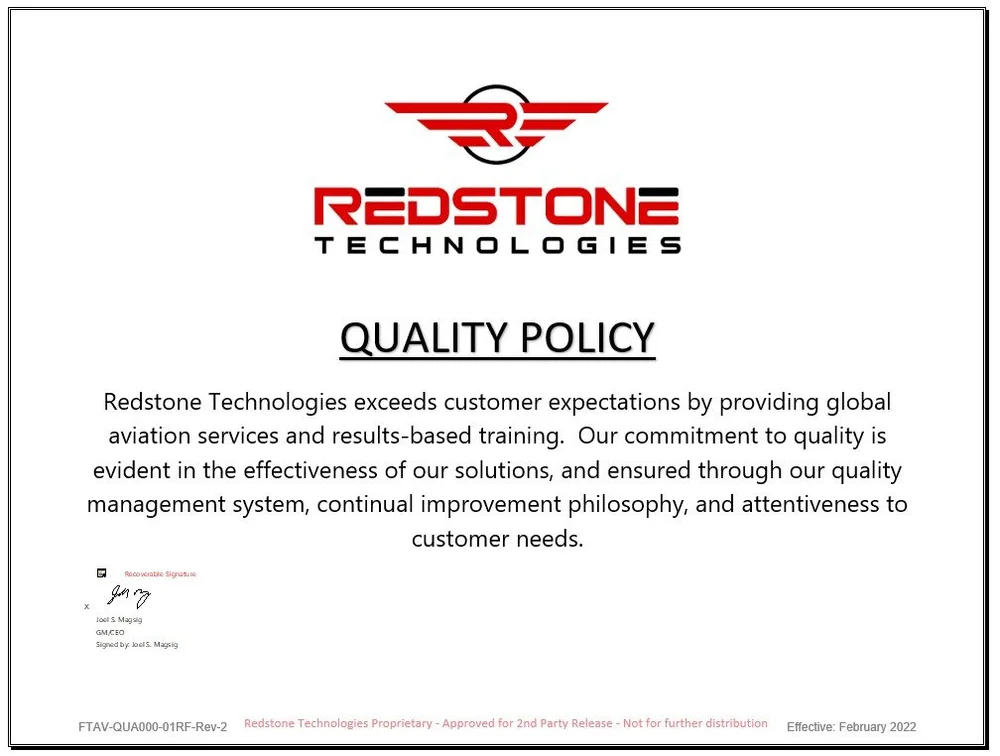Quality — Redstone Technologies