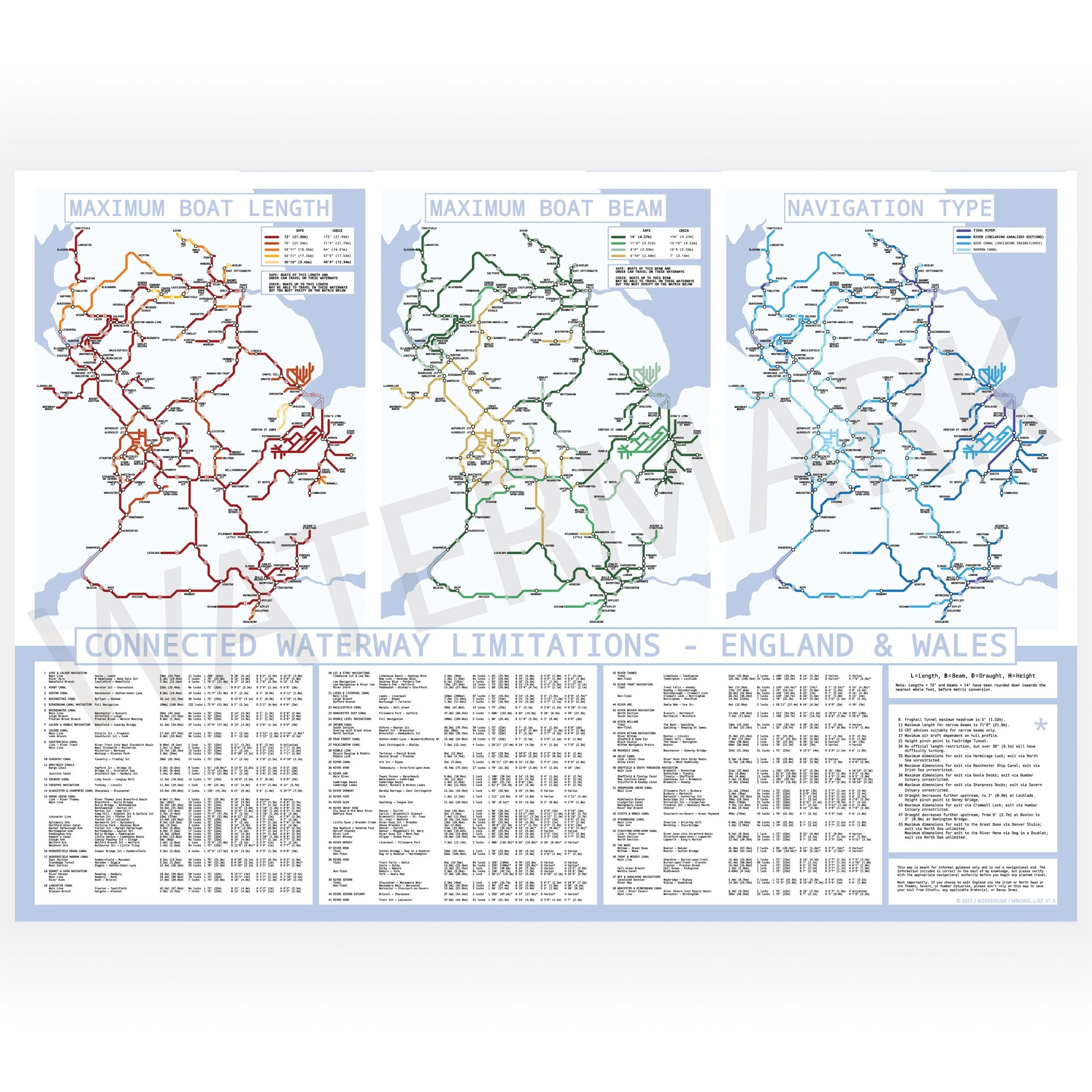 Navigations of England & Wales - A1/A2 — MINIMAL LIST