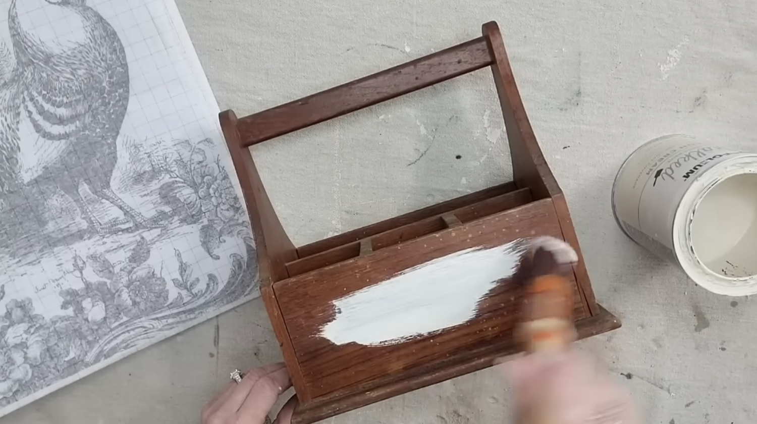 How To Use IOD Paint Inlays To Thrift Flip A Vintage Wooden Tote ...