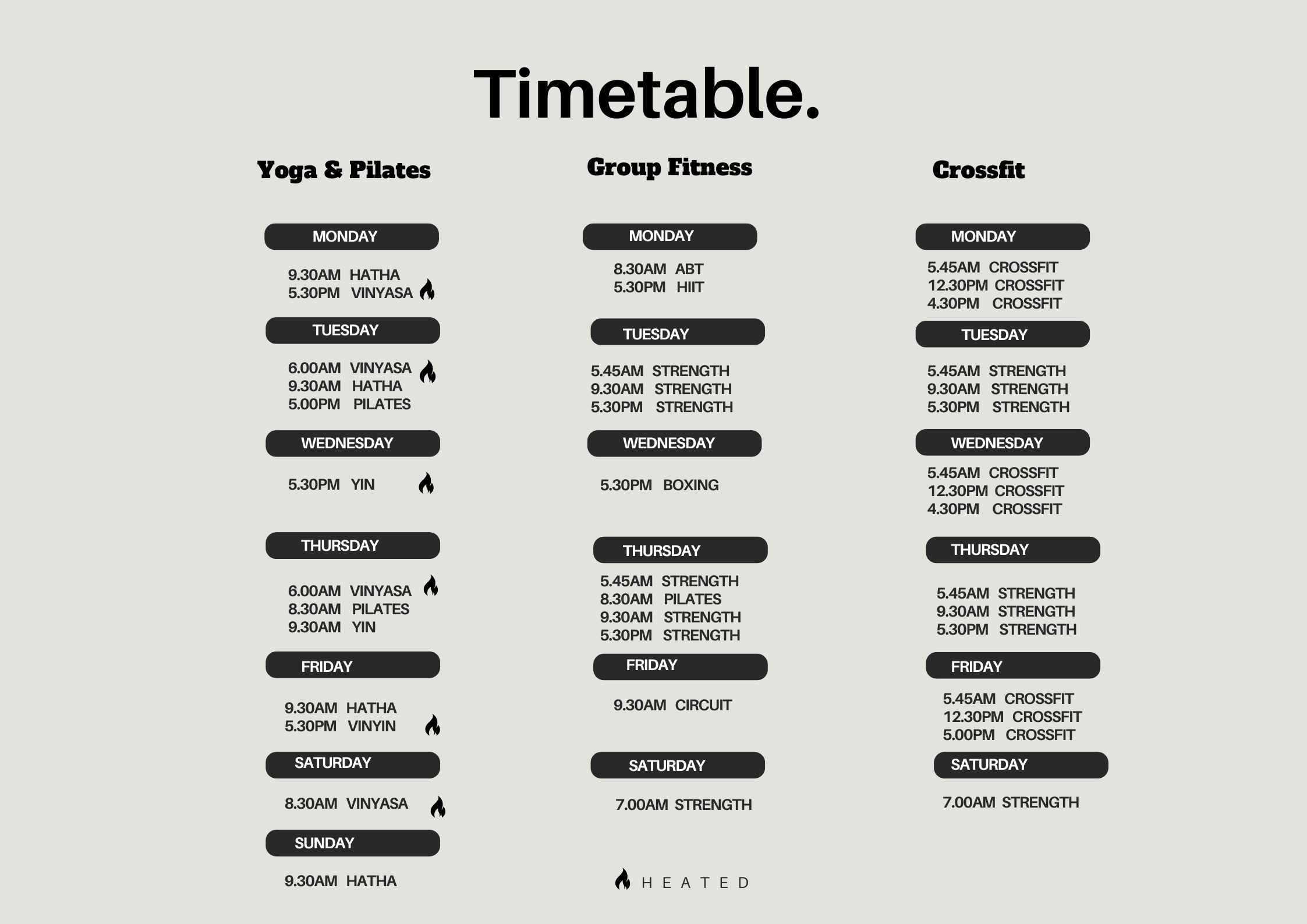 Timetable — Red Box Gym