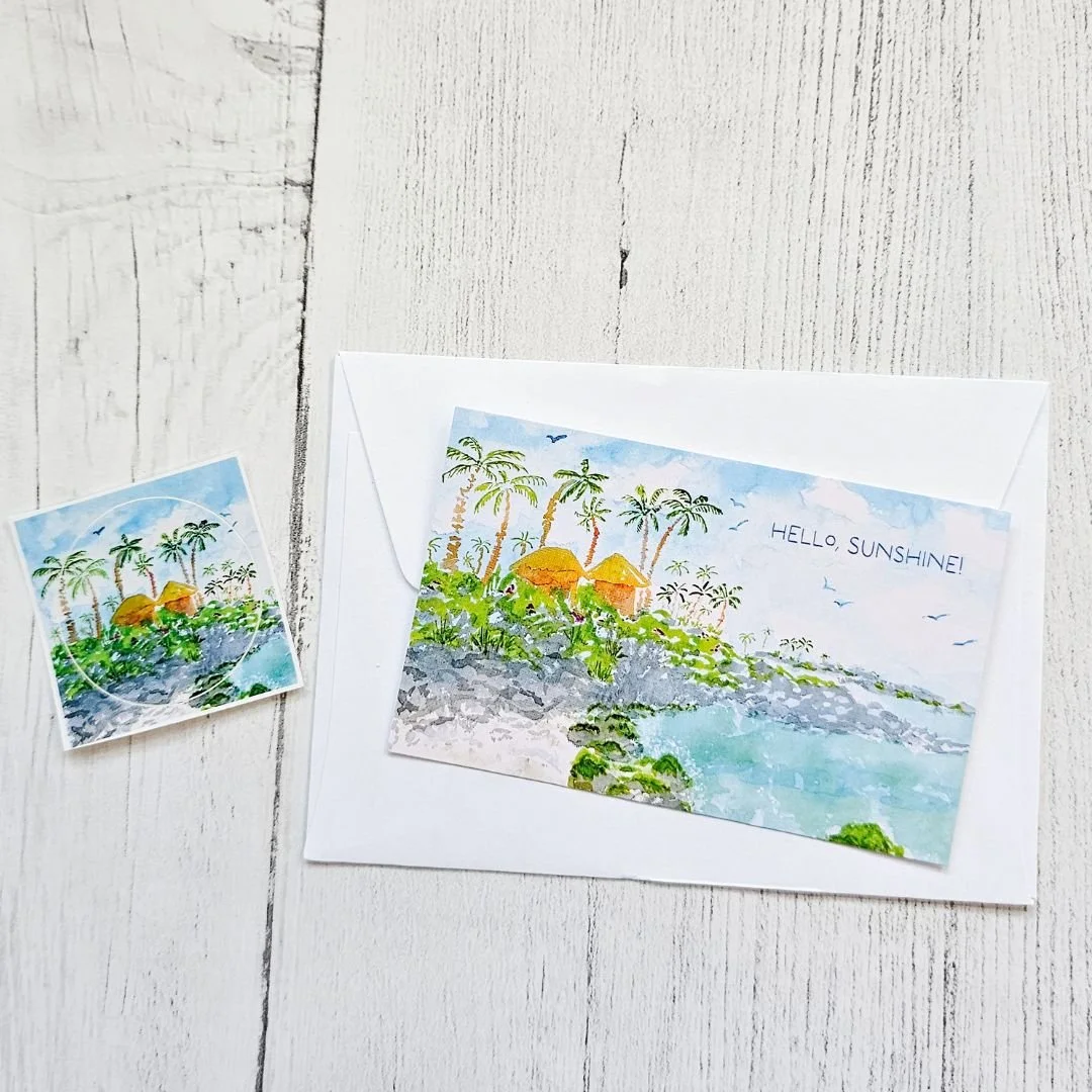 Happy Gram – "Hello Sunshine" Beach Mini Note Card — Garden Girl Studio