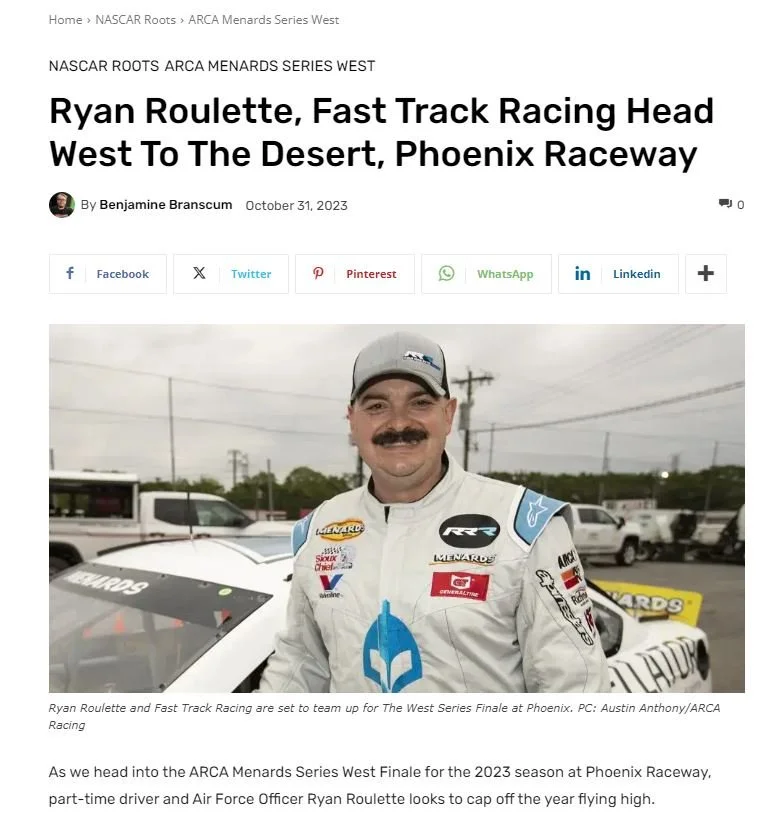 NEWS — Ryan Roulette Racing