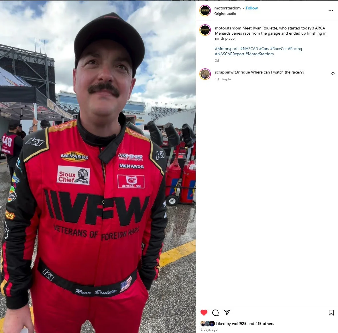 NEWS — Ryan Roulette Racing